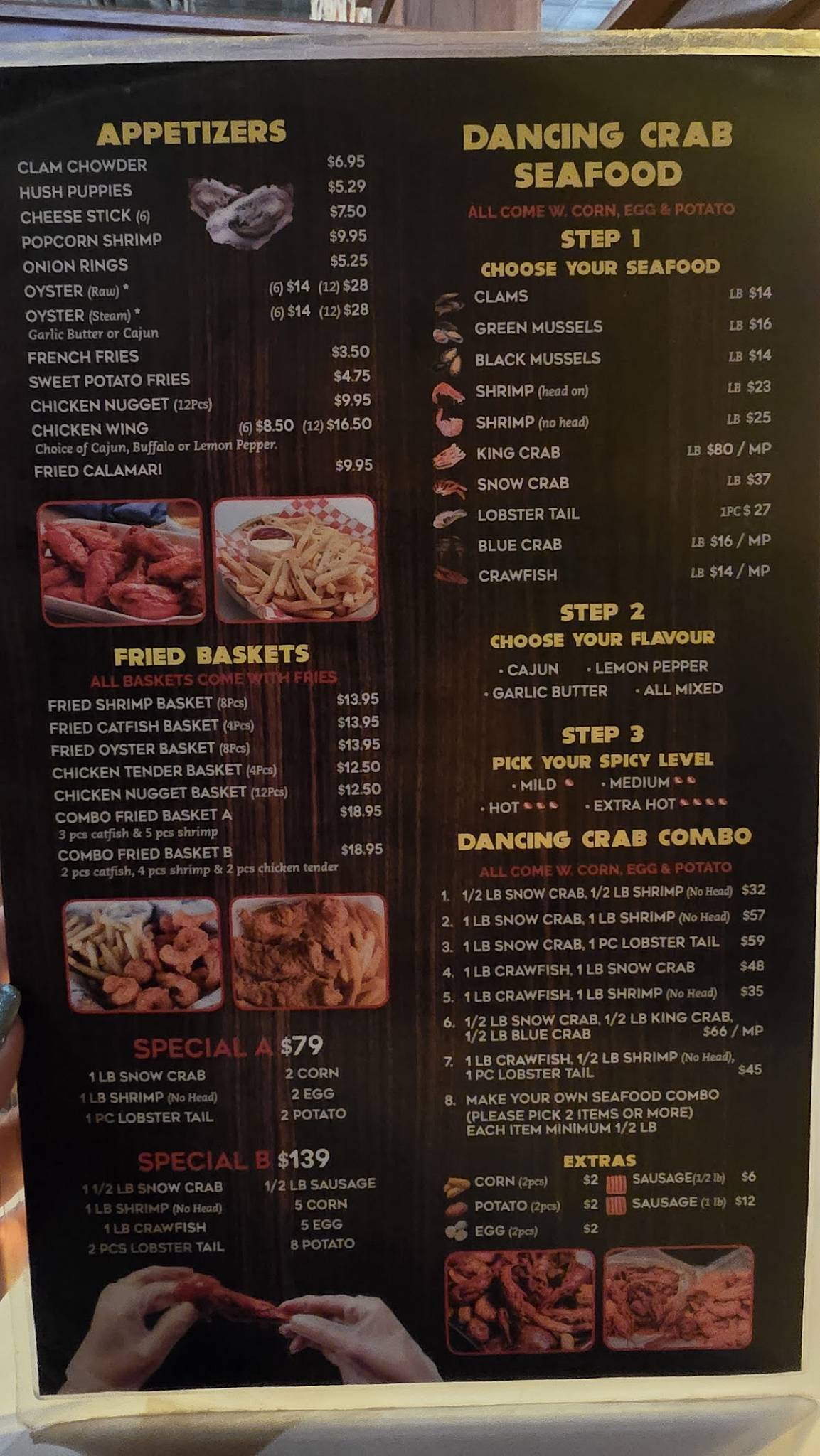 Menu at Dancing Crab Cajun Seafood & Bar, Kansas City