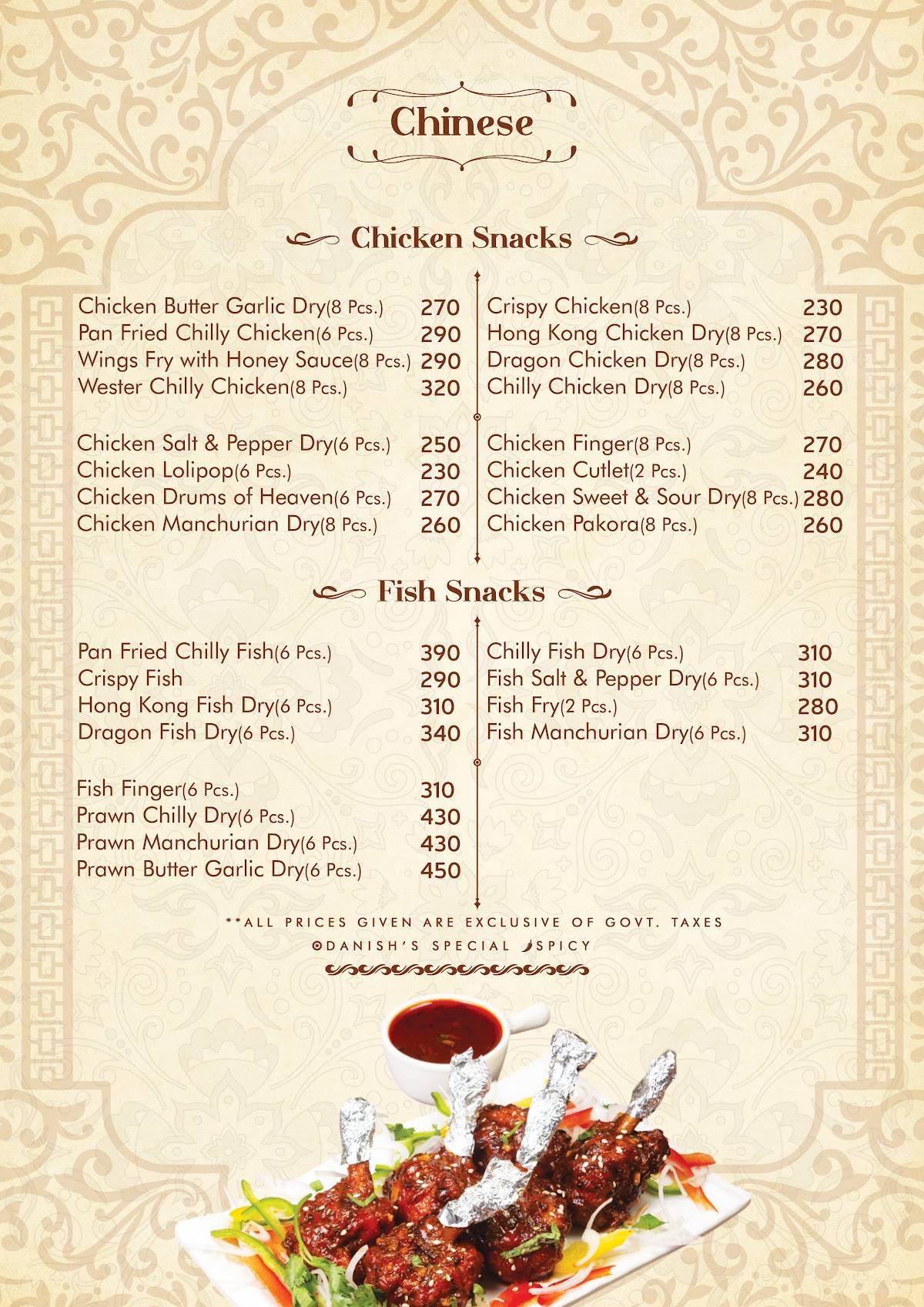 Menu at Danish Restaurant - Kolkata, Kolkata