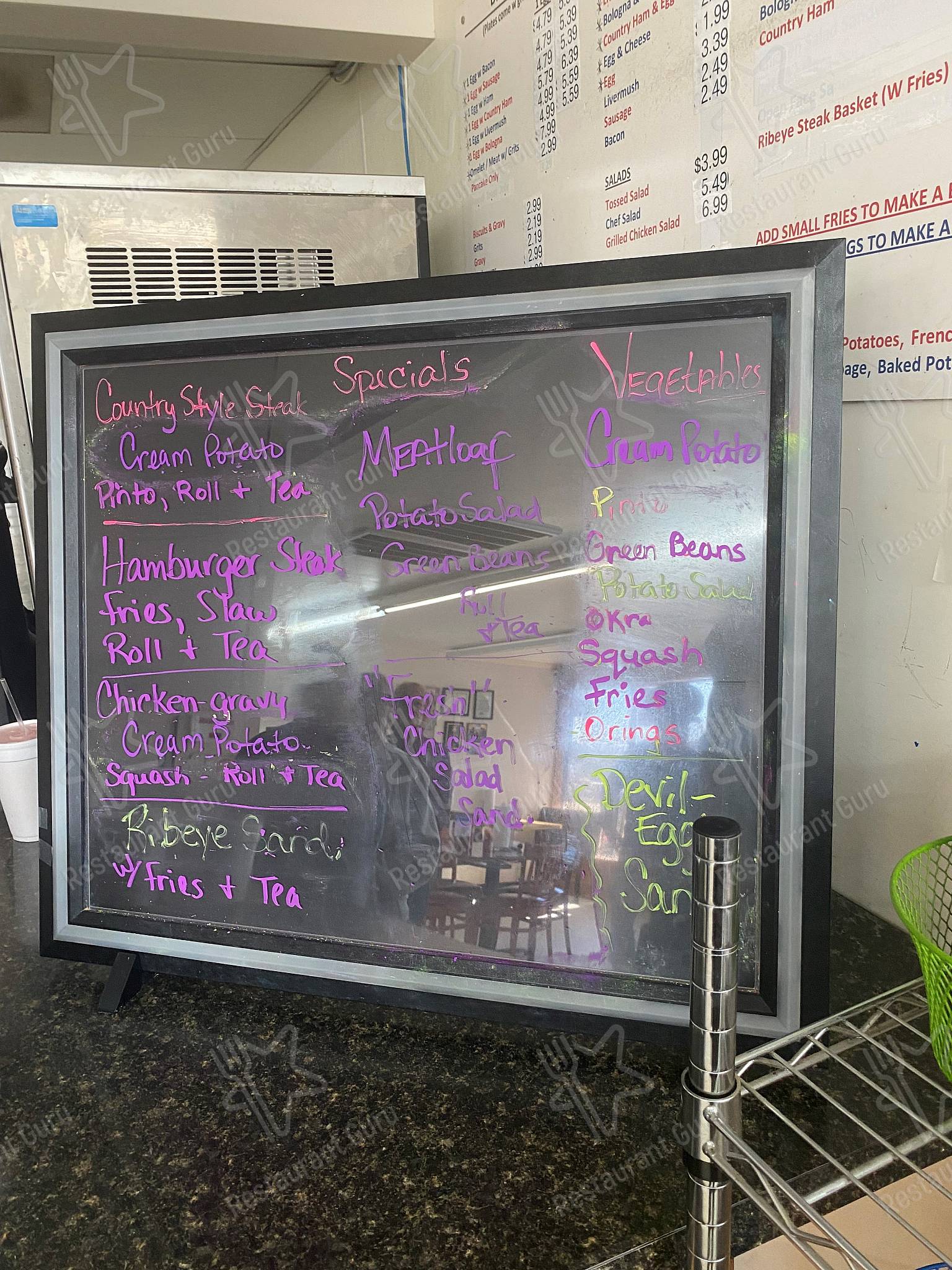 Menu at Dan's restaurant, Bessemer City
