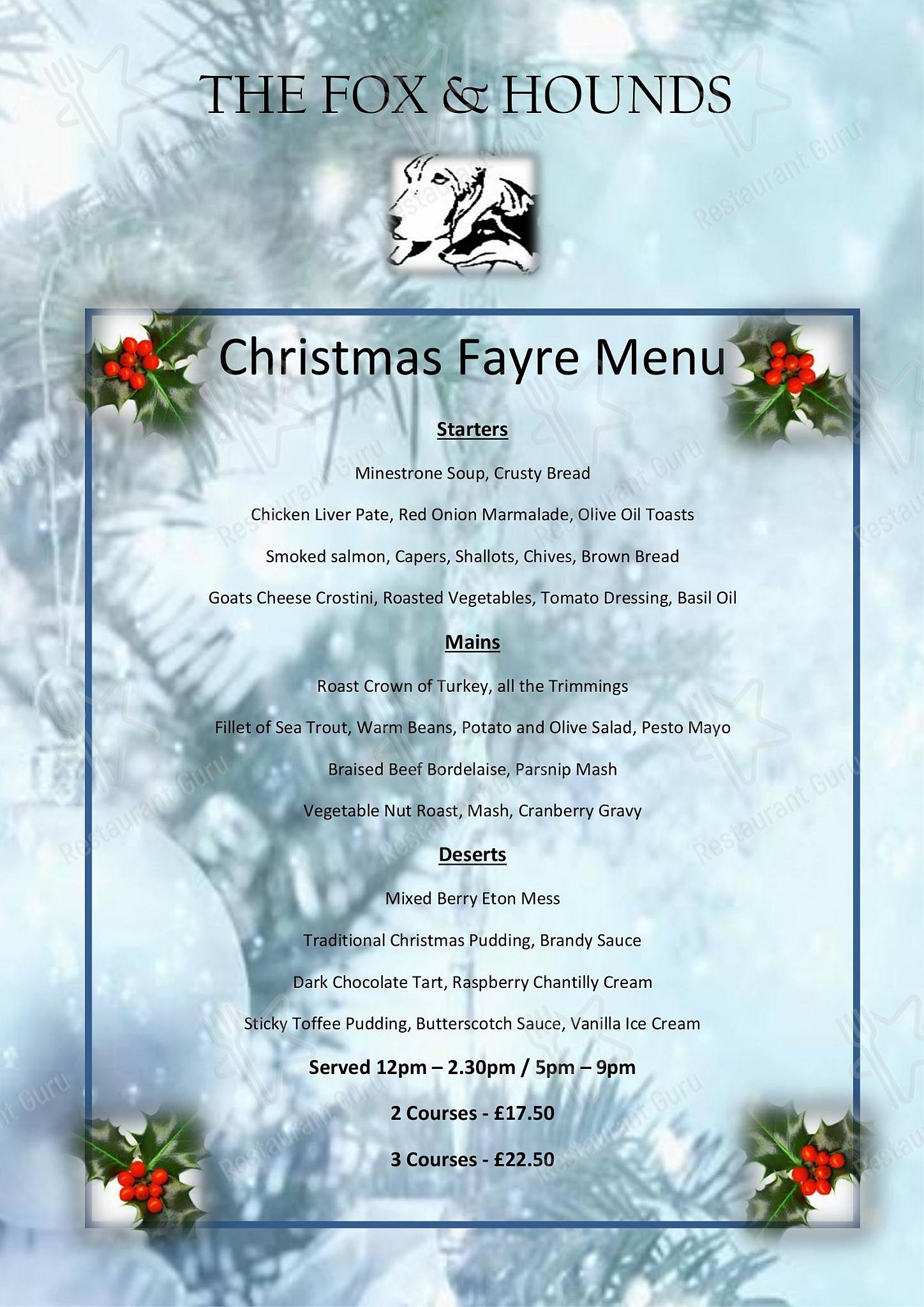 Menu at The Fox & Hounds Neasham pub & bar, Darlington
