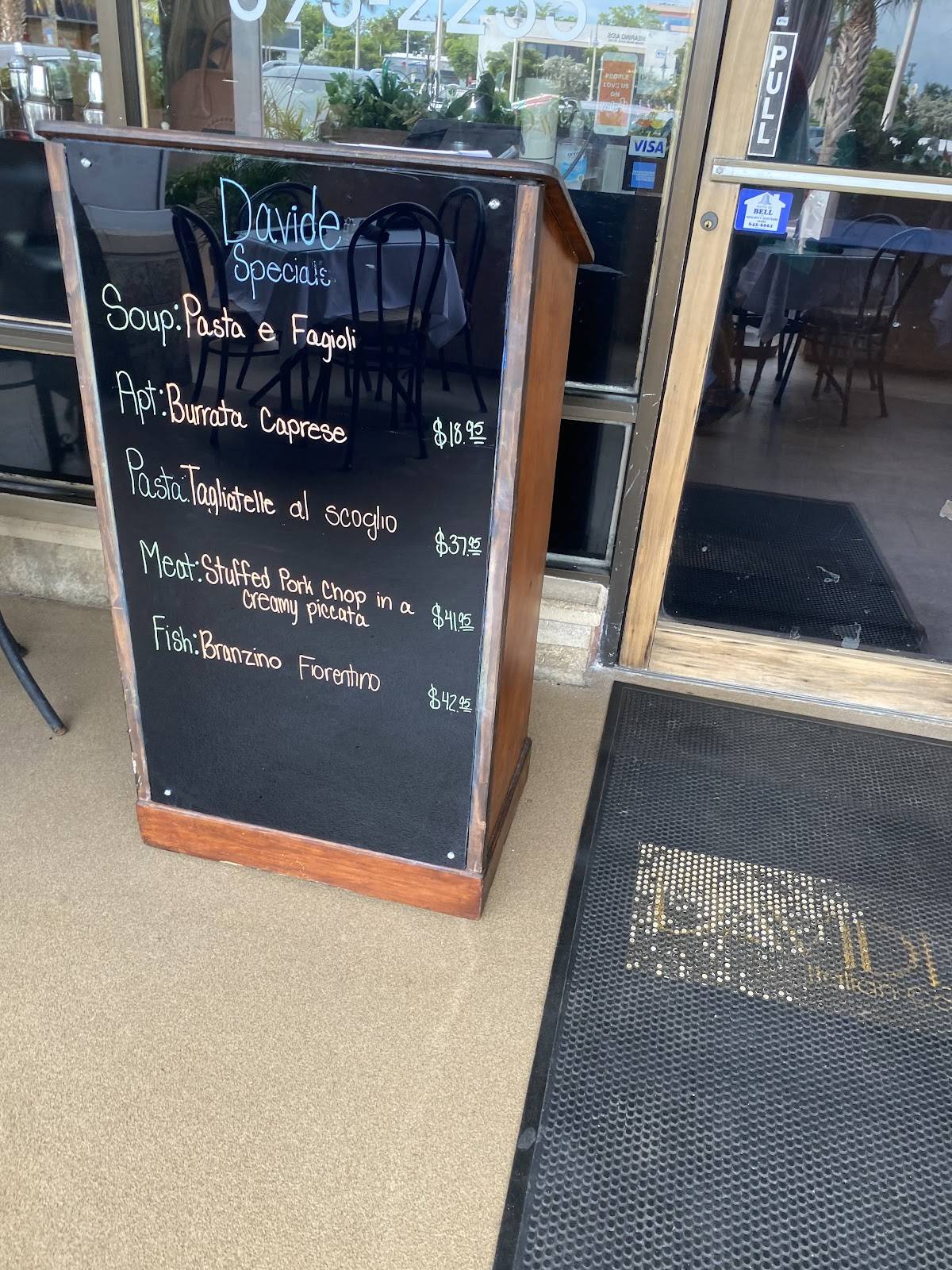 Menu at Davide Italian Cafe, Marco Island