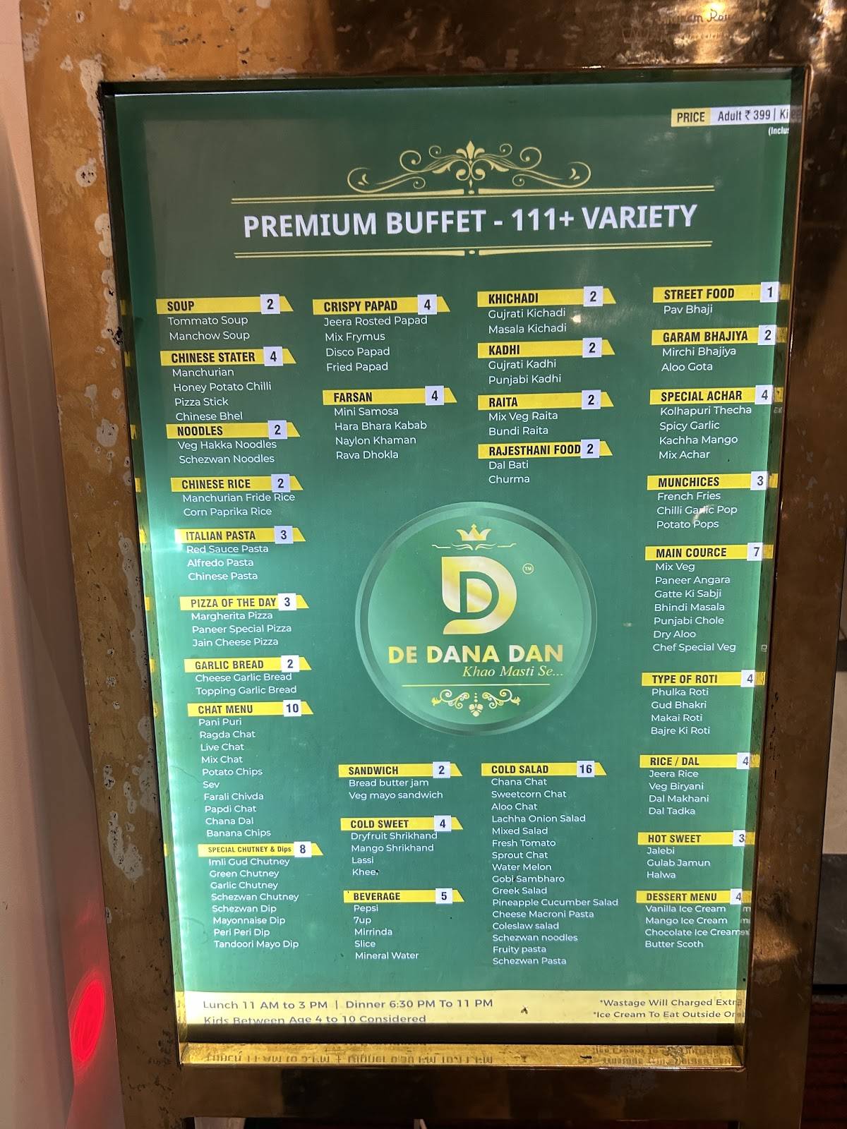 Menu at De Dana Dan Restaurant Baner, Pune