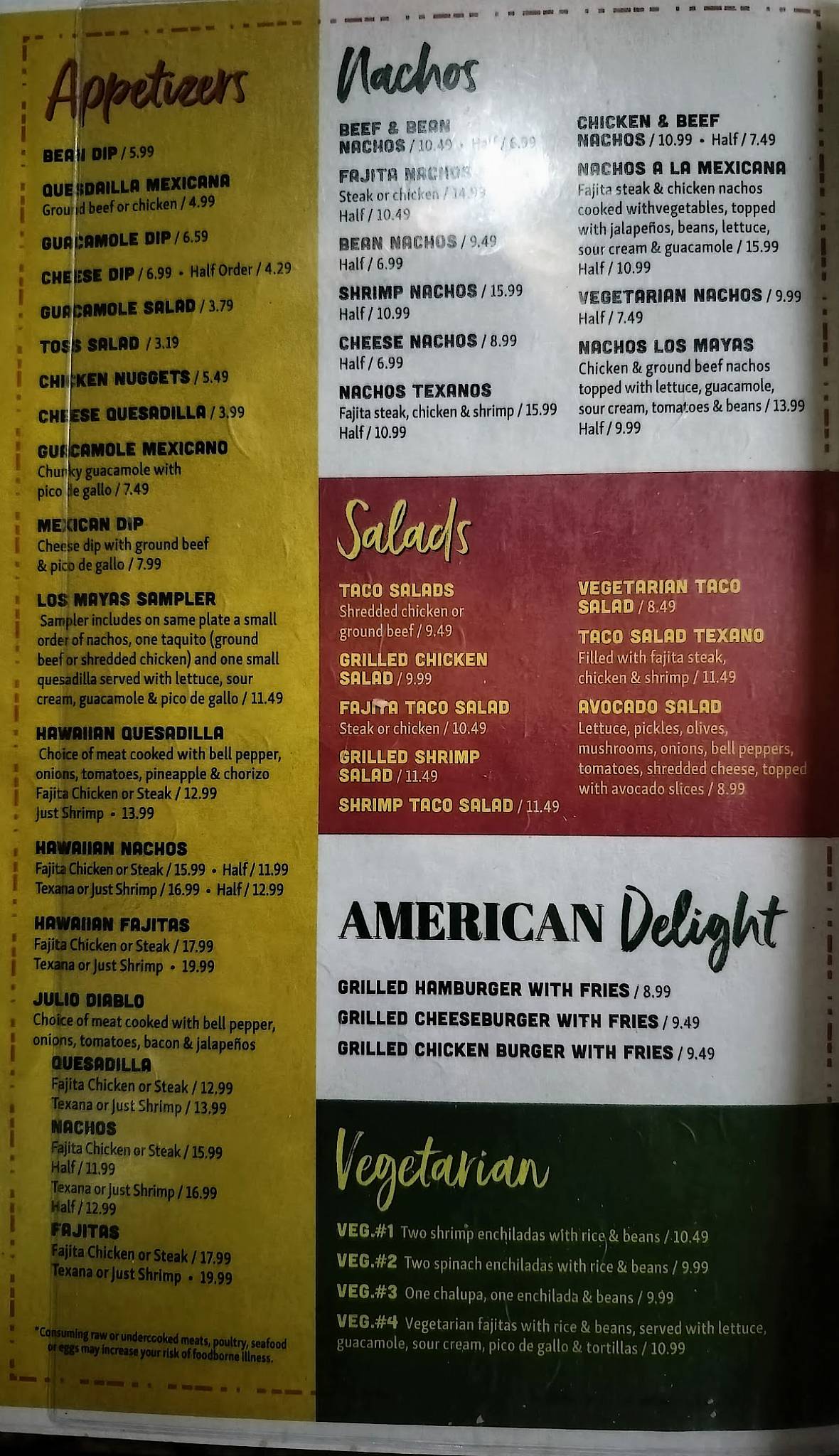 Menu at Los Mayas Mexican Restuarant restaurant, DeRidder, 804 N Pine St