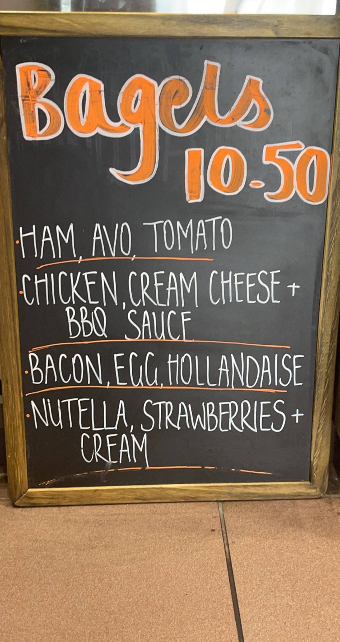 Menu at Deja Brew cafe, Parkes