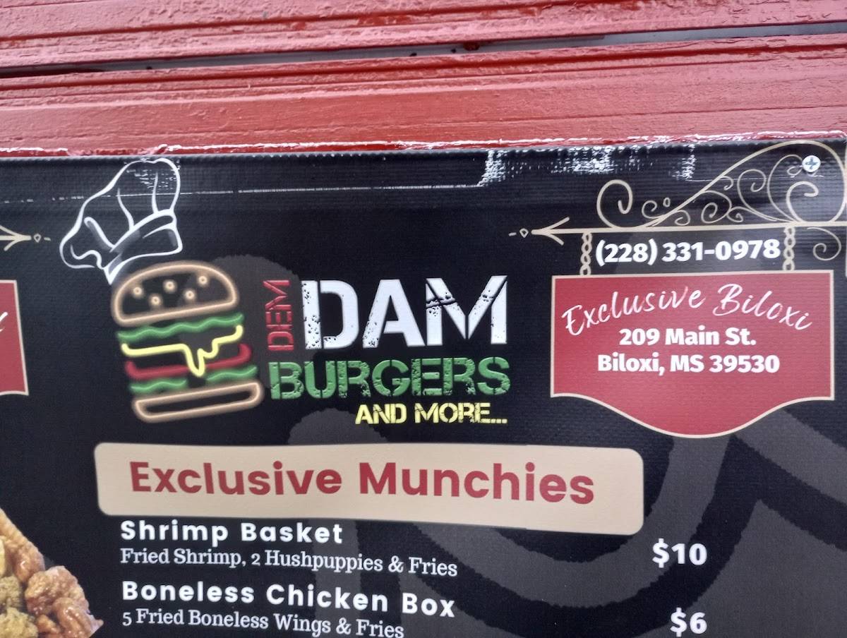 Menu at Dem Dam Burgers - Biloxi, Ms restaurant, Biloxi