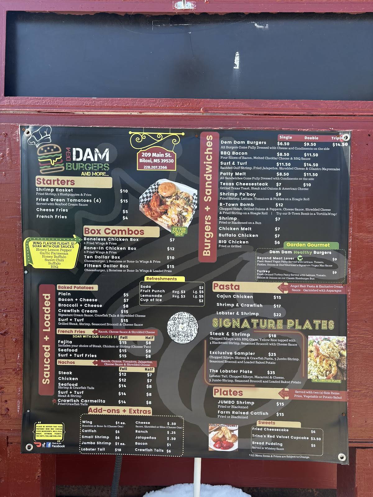 Menu at Dem Dam Burgers - Biloxi, Ms restaurant, Biloxi