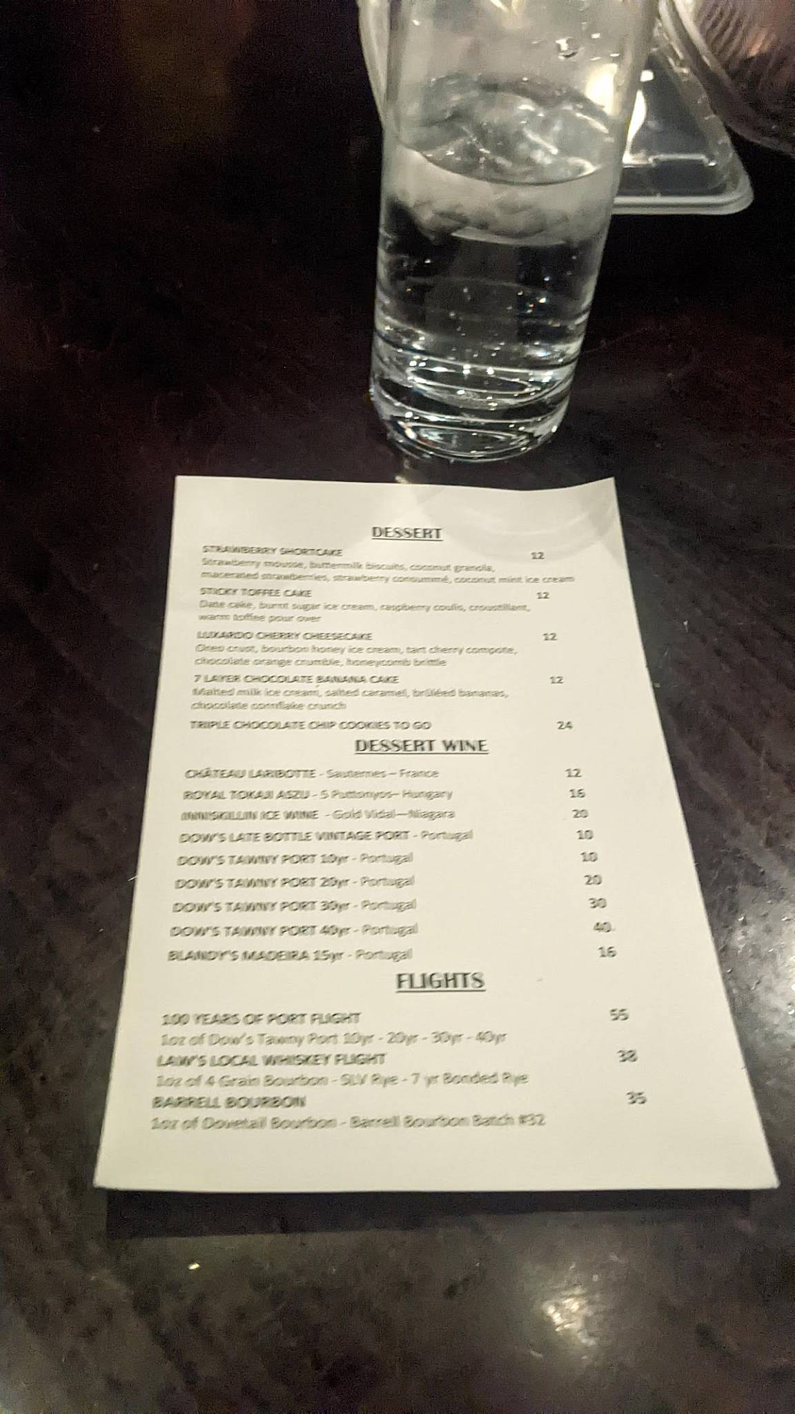 Menu at Guard and Grace steakhouse, Denver