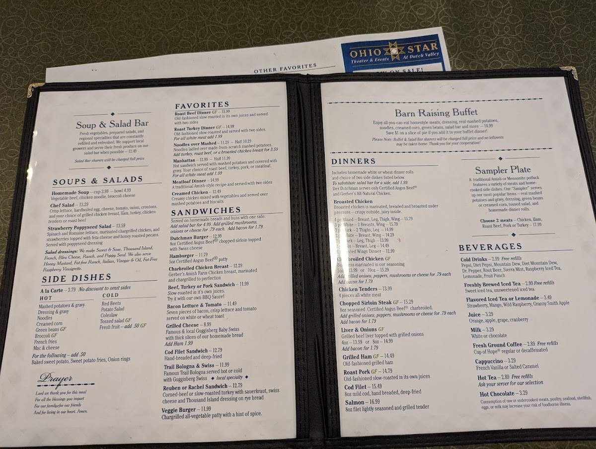 Menu at Der Dutchman restaurant, Bellville