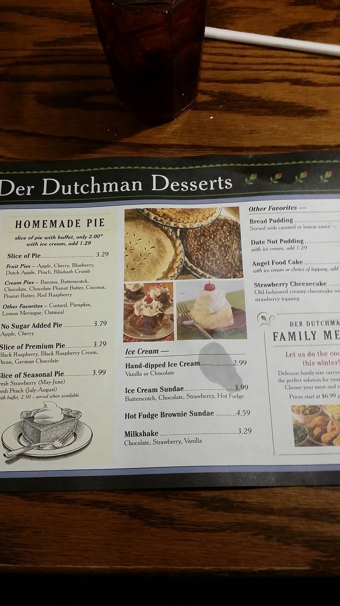 Menu at Der Dutchman restaurant, Bellville
