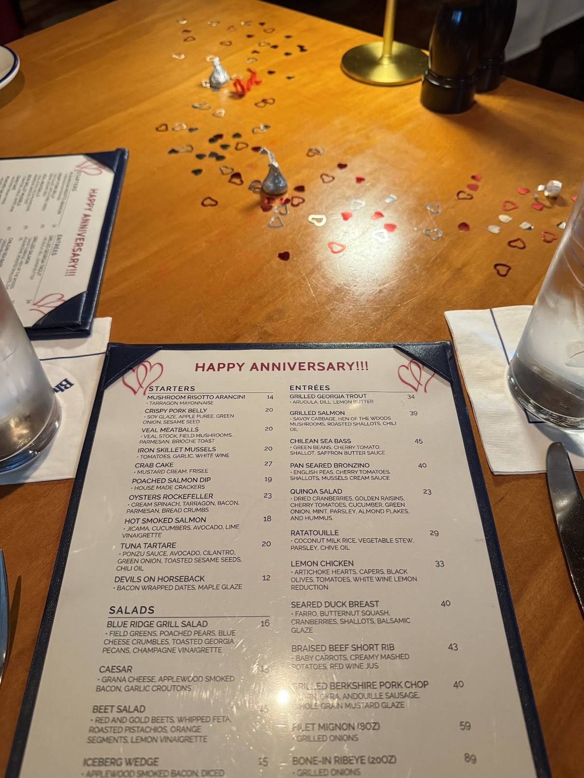 Menu at Blue Ridge Grill desserts, Atlanta