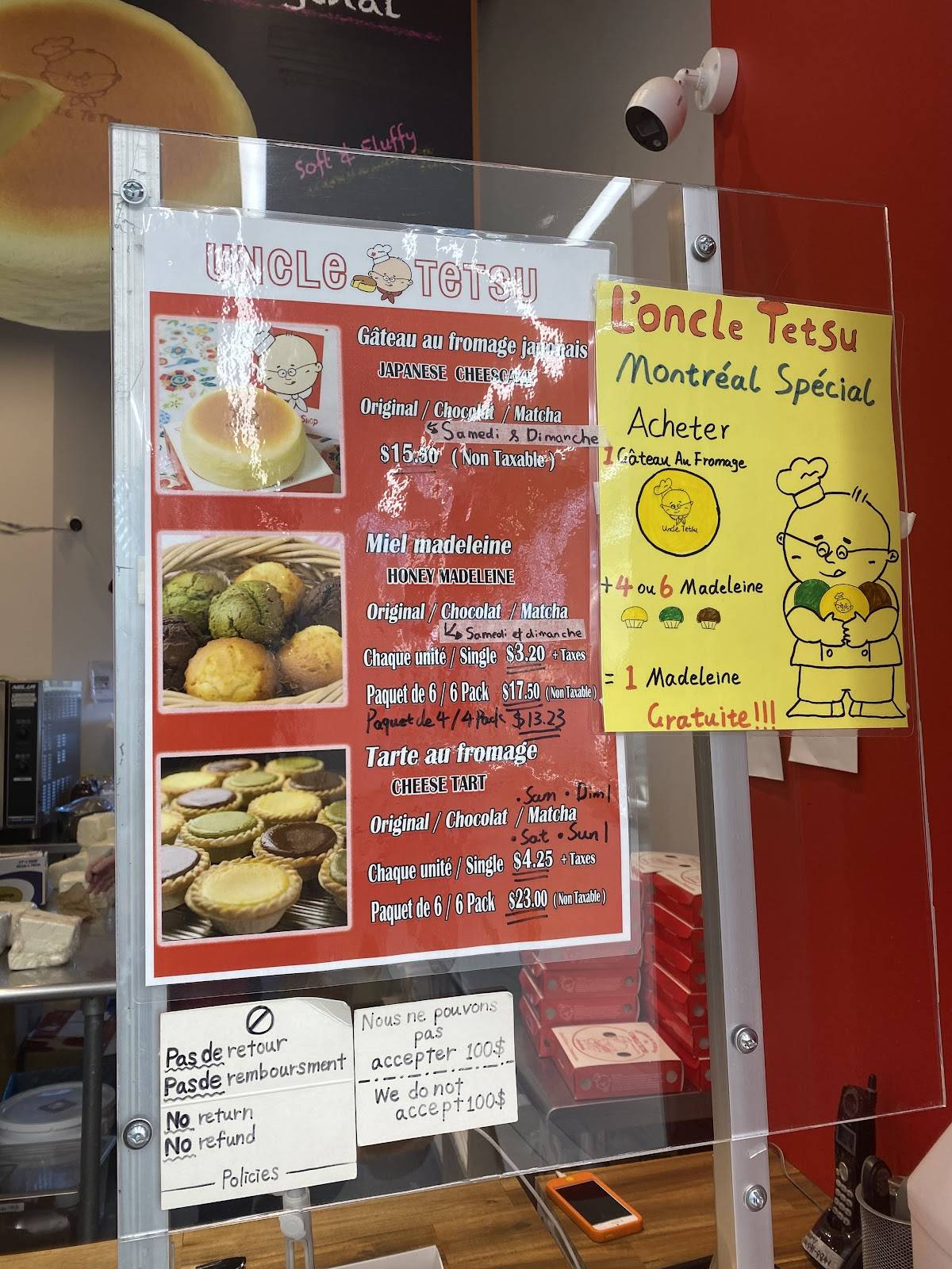 Menu at Uncle Tetsu Plaza Côte-des-Neiges desserts, Montréal, Chem. de ...