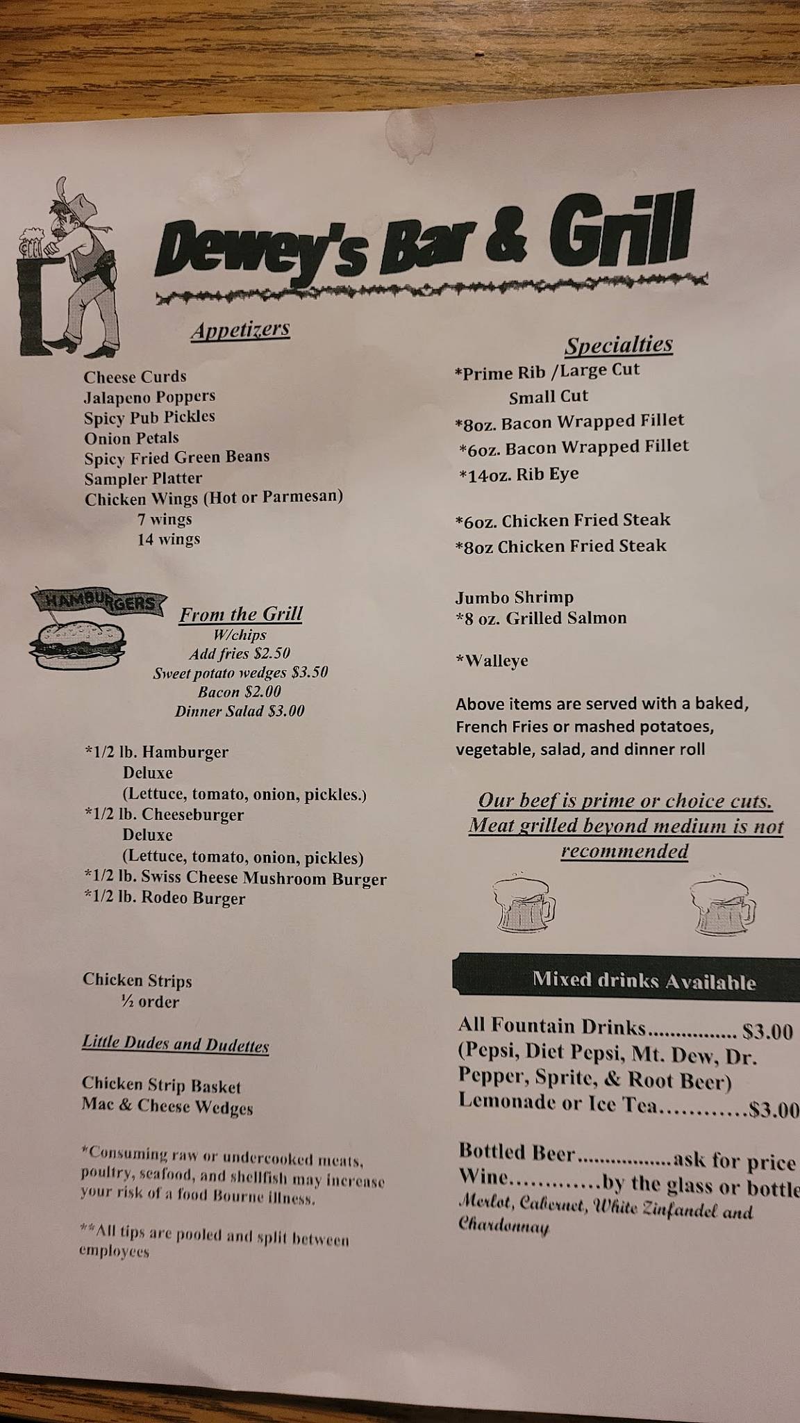 Menu at Dewey's Bar & Grill, Stoneham, Marble Ave