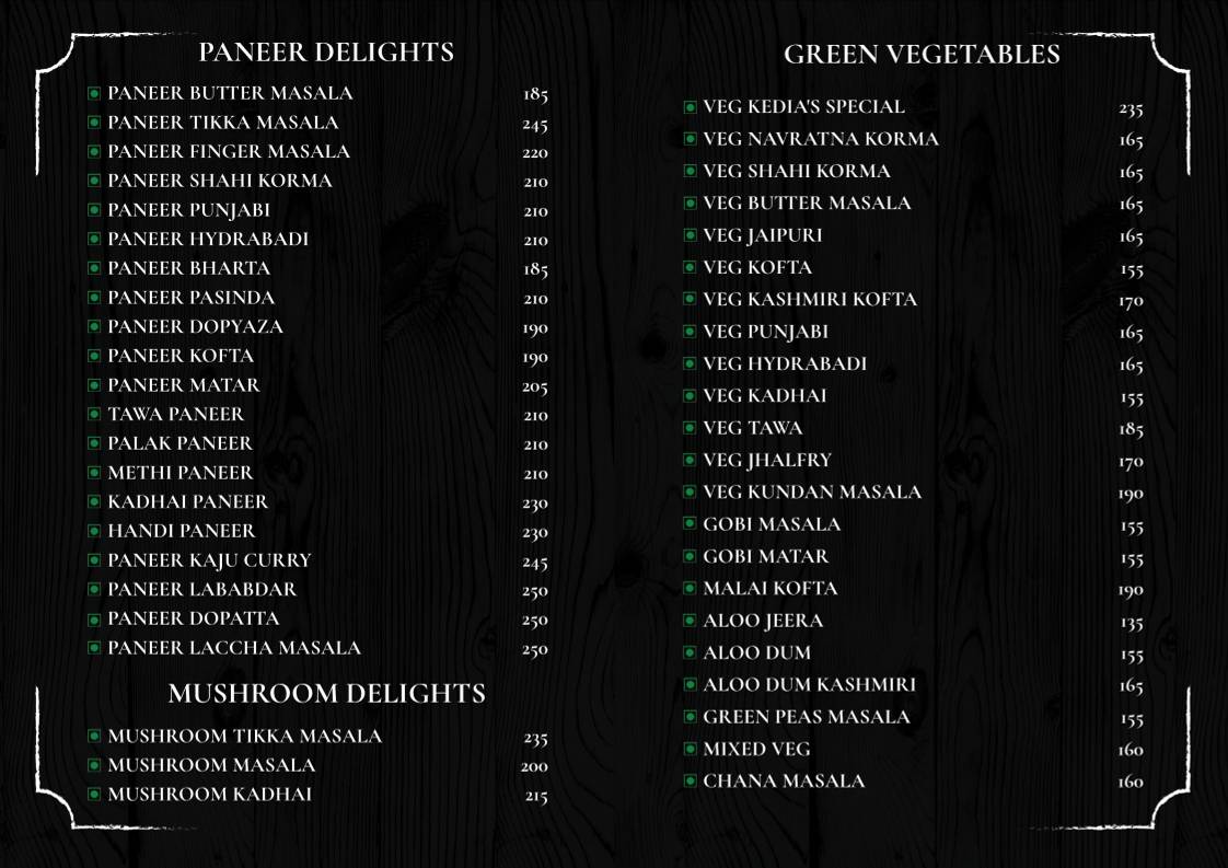 Menu at Dhaba by Kedia's, Sambalpur