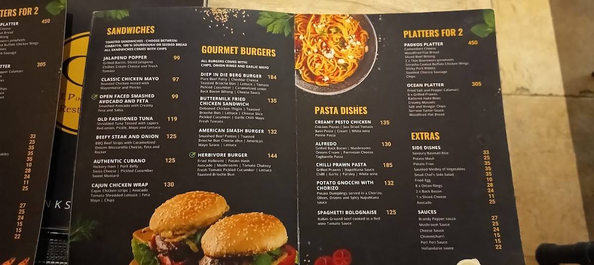 Menu at Diep in die Berg Restaurant, Conference & Function Venue, Pretoria