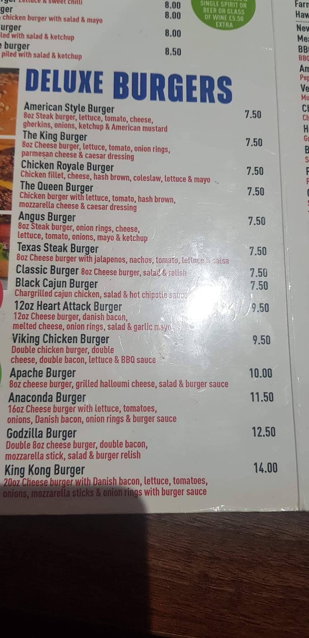 Menu at Dinos Llandudno restaurant, Llandudno