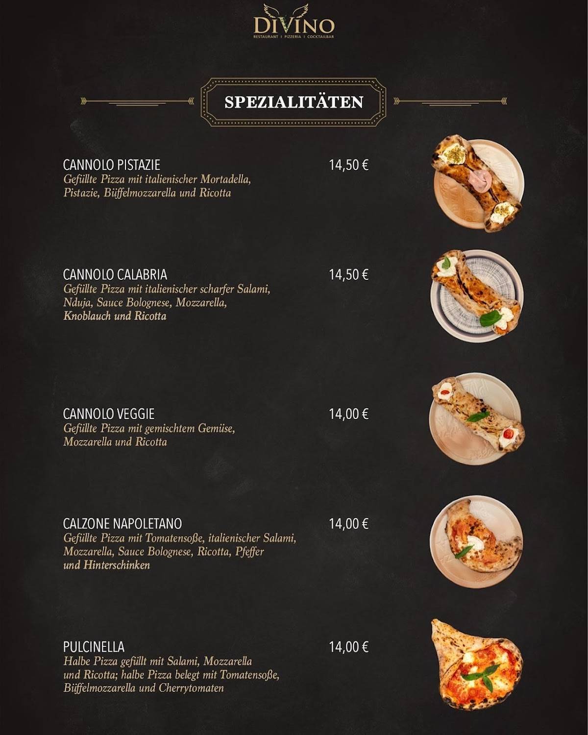 Menu at Divino Restaurant Pizzeria Cocktailbar, Dahn