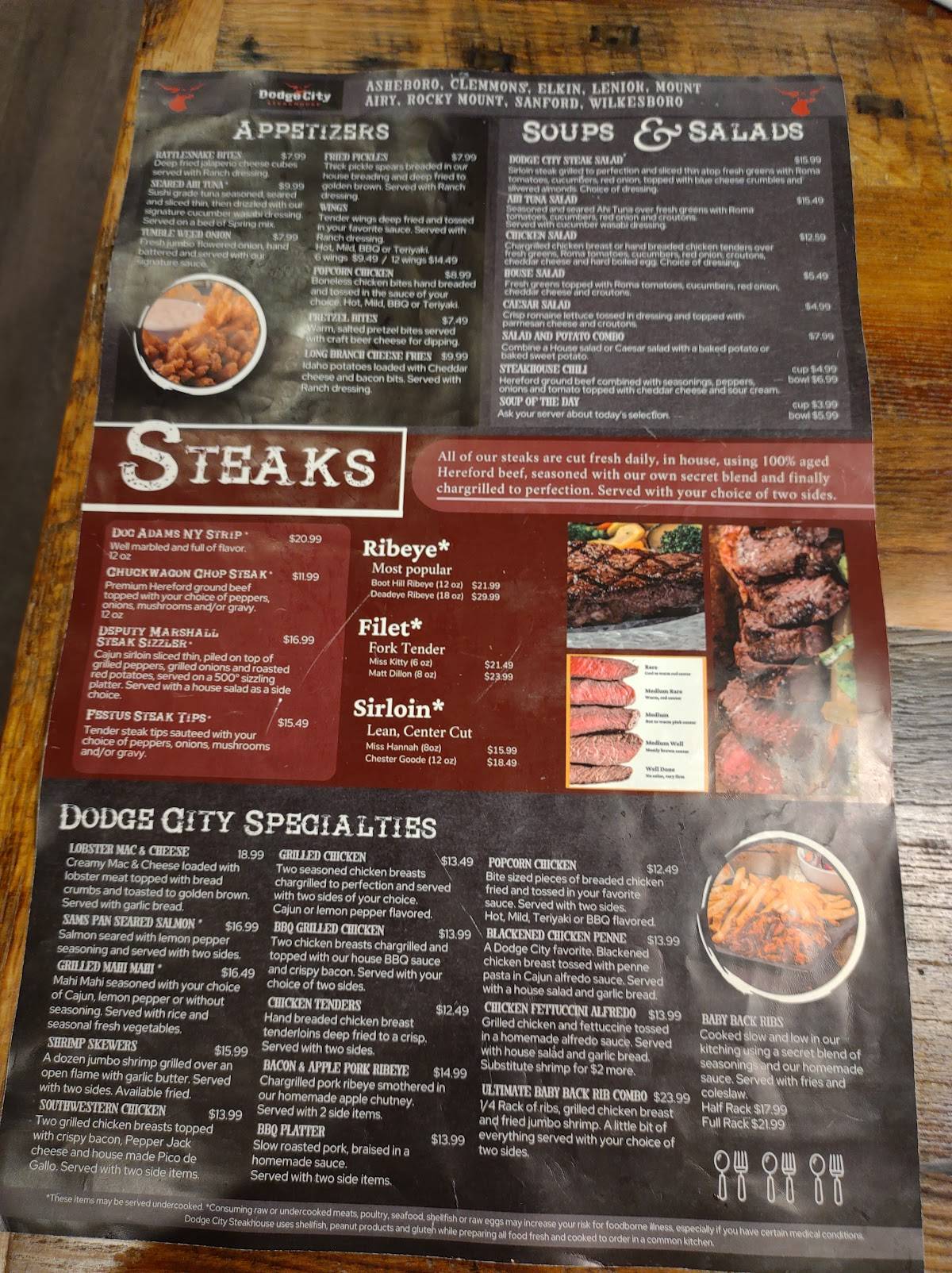 Menu at Dodge City Steakhouse Lenoir, Lenoir