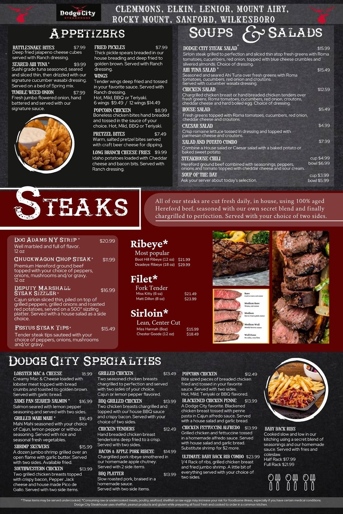Menu at Dodge City Steakhouse Lenoir, Lenoir