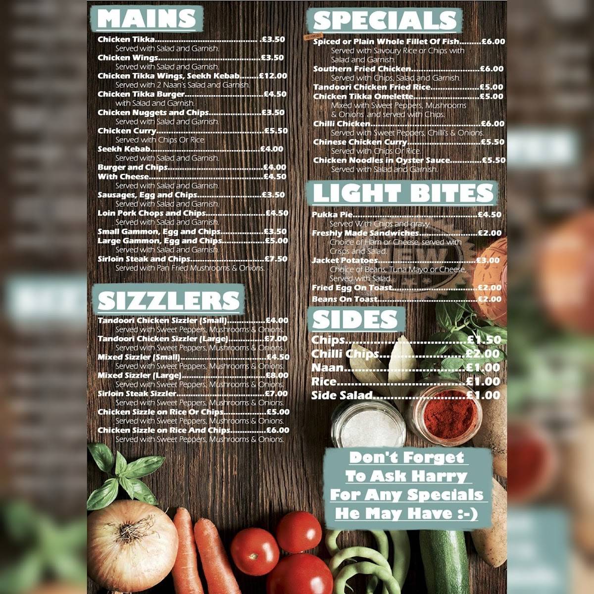 Menu at Dog & Partridge pub & bar, Wolverhampton, High St