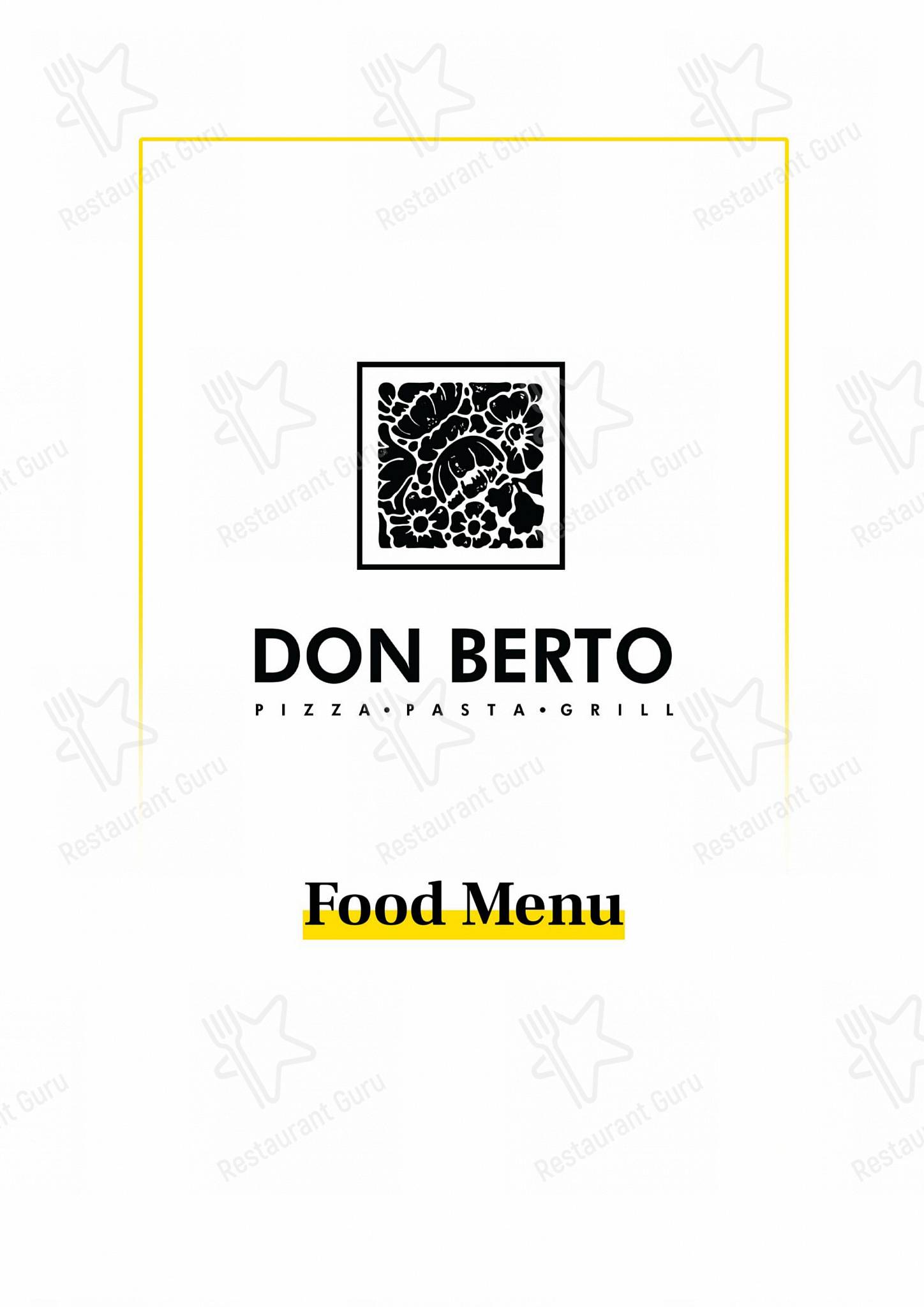 Menu at Don Berto Restaurant, Birgu