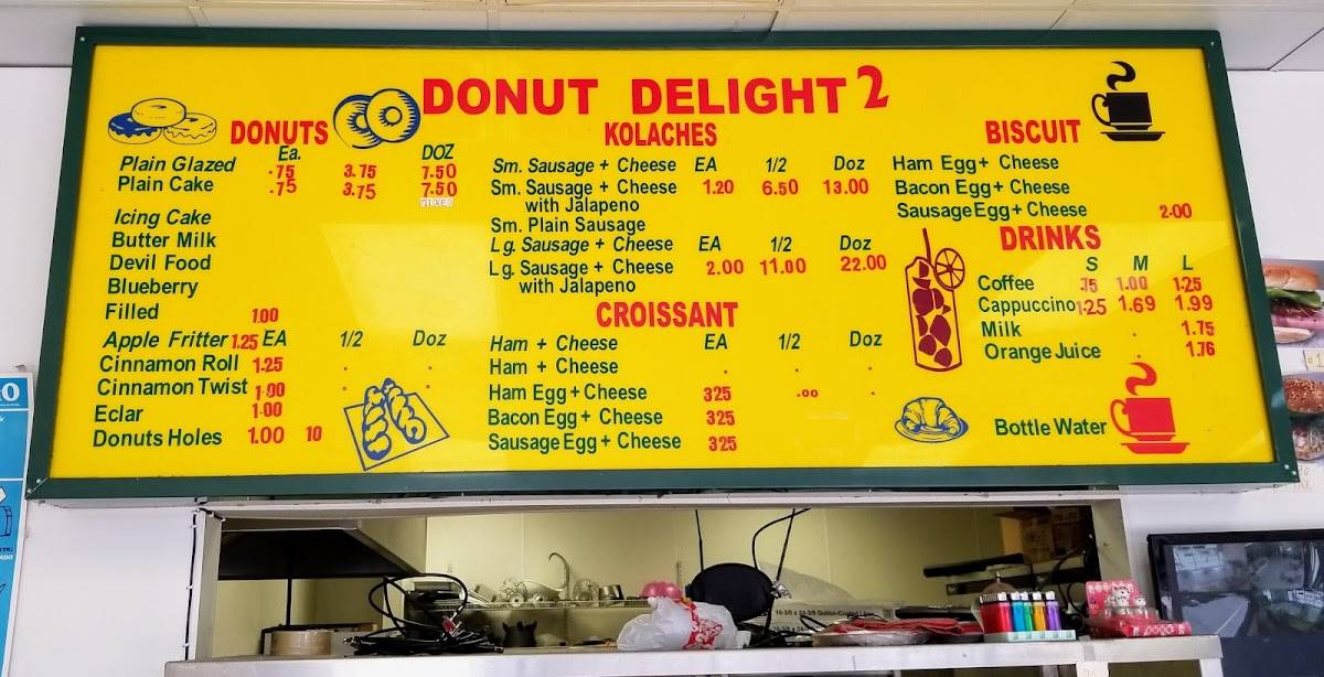 Menu at Donut Delight 2 restaurant, Houston, N Main St