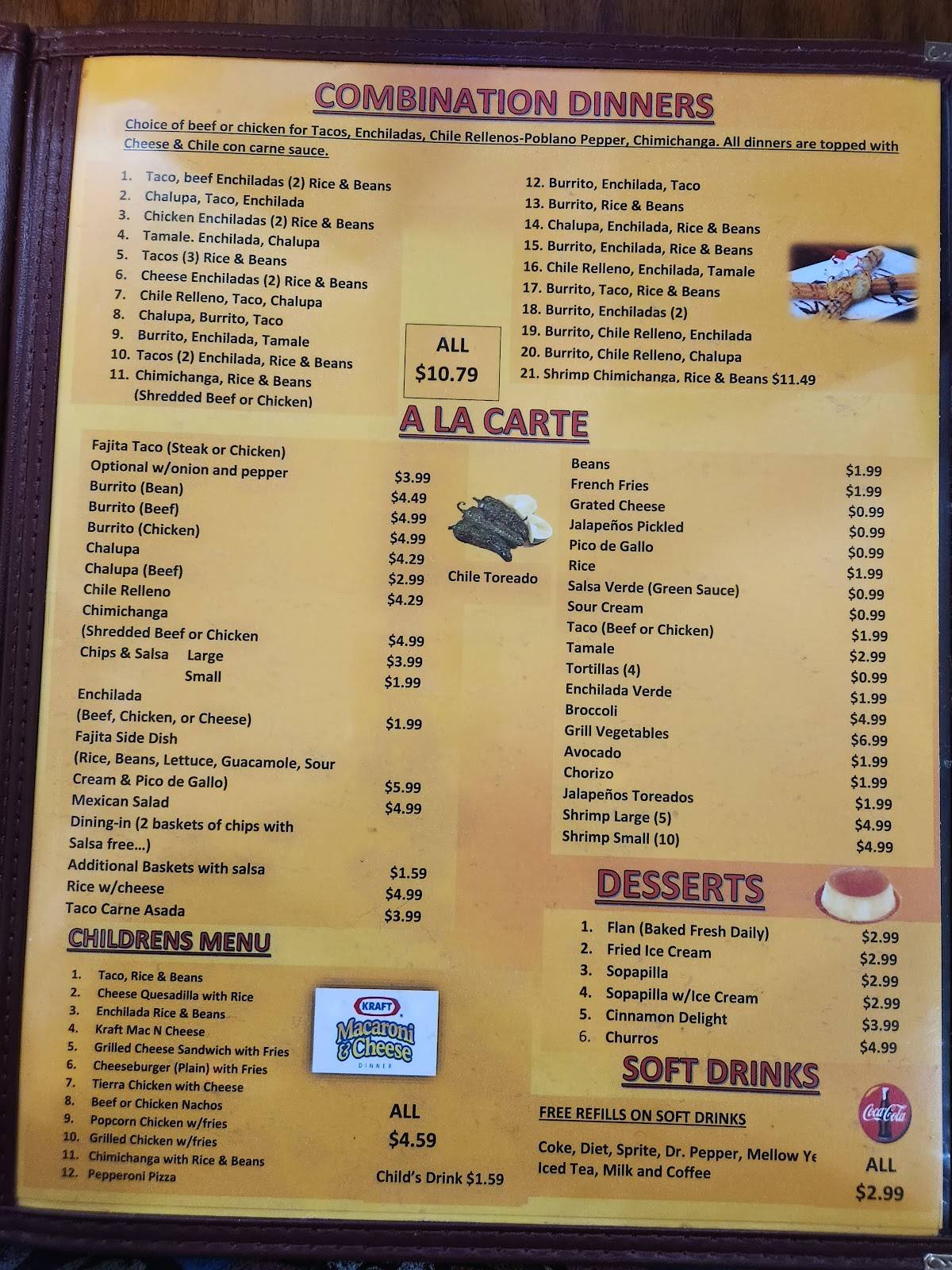 Menu at Dos Copas Mexican Grill restaurant, Madisonville