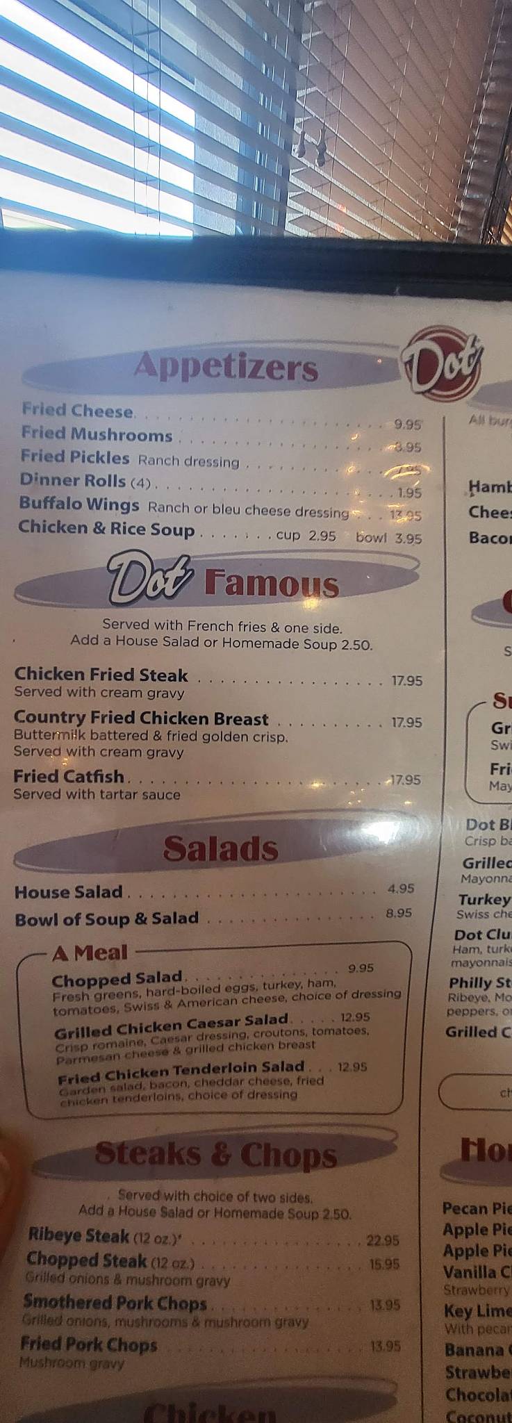 Menu at Dot Coffee Shop restaurant, Houston, I-45 S. at Woodridge