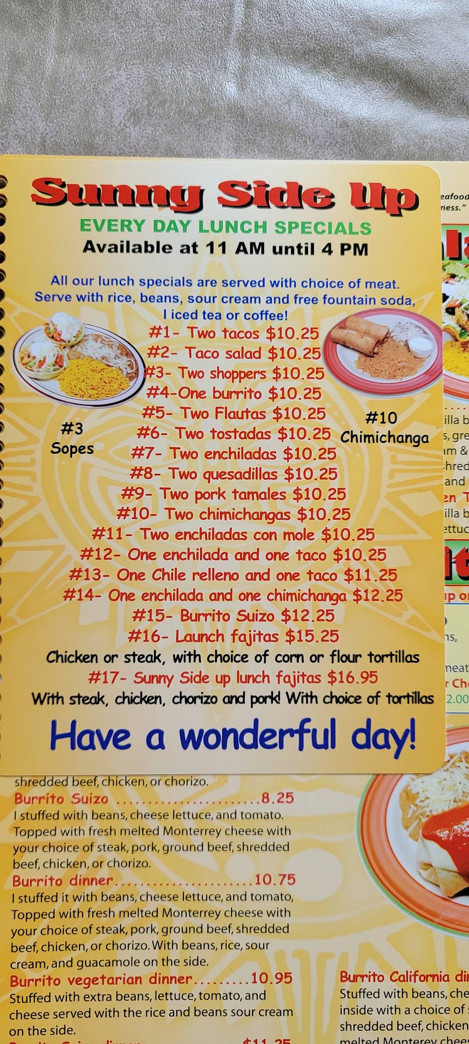 Menu at Sunny Side Up Family Restaurant, Dousman