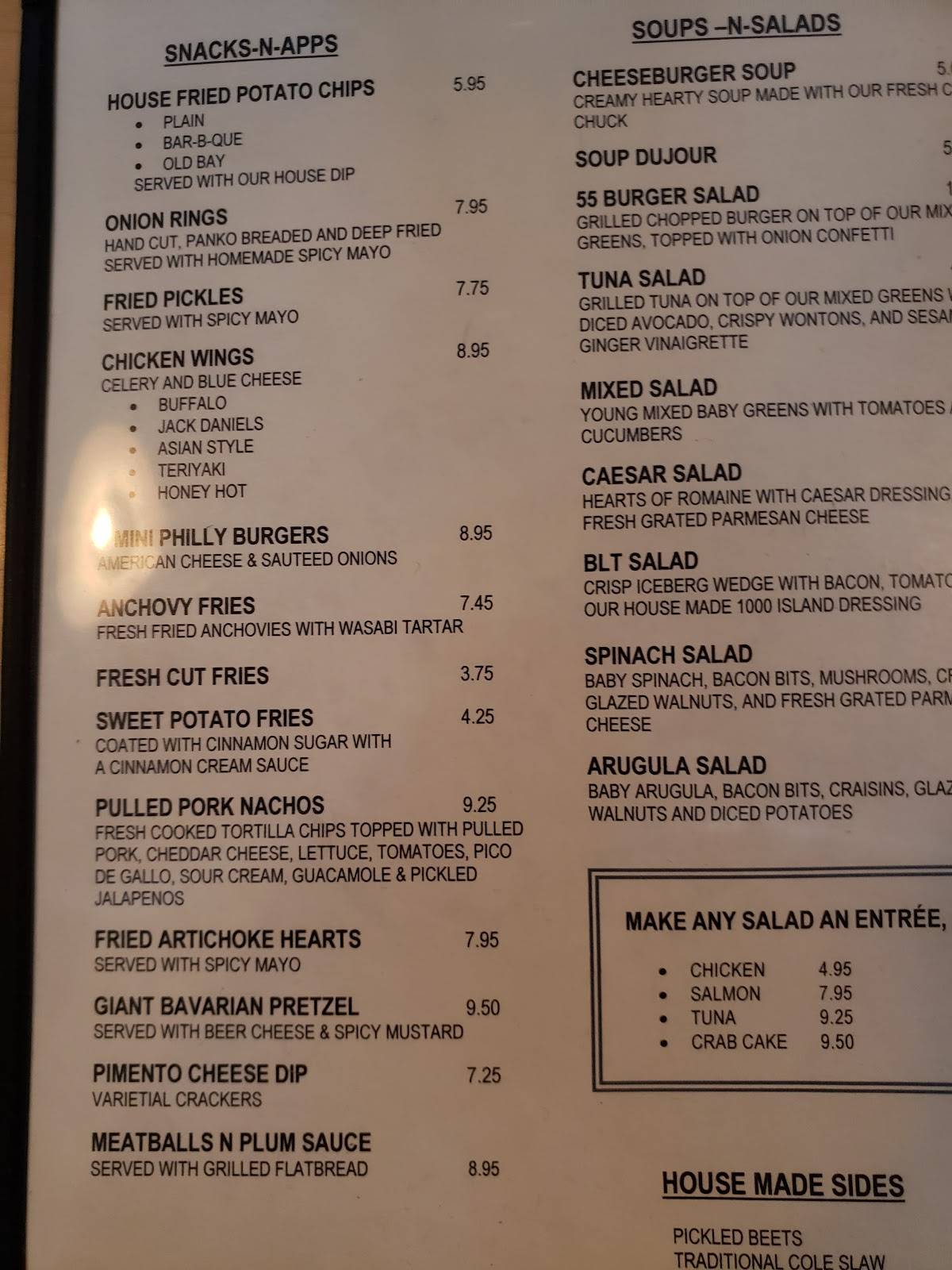 Menu at Restaurant 55, Dover