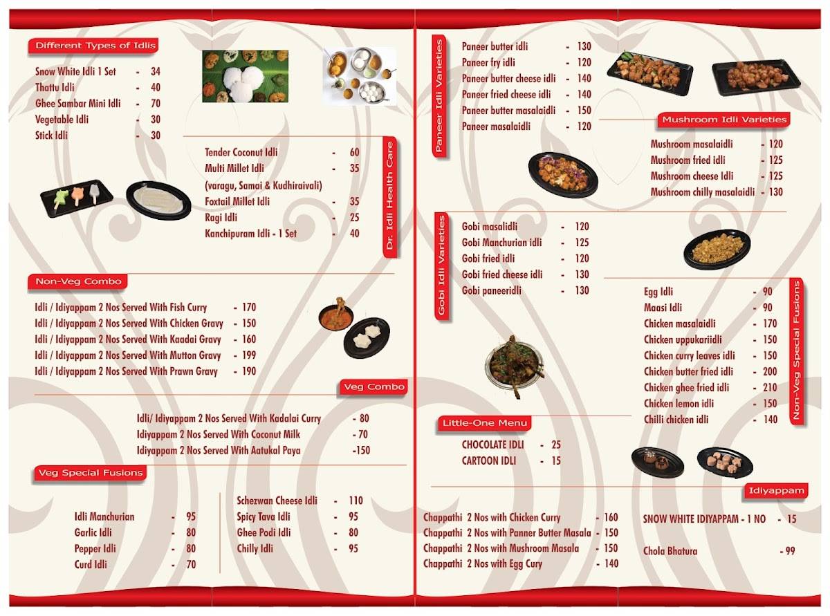 Menu at Dr.Idli, Coimbatore