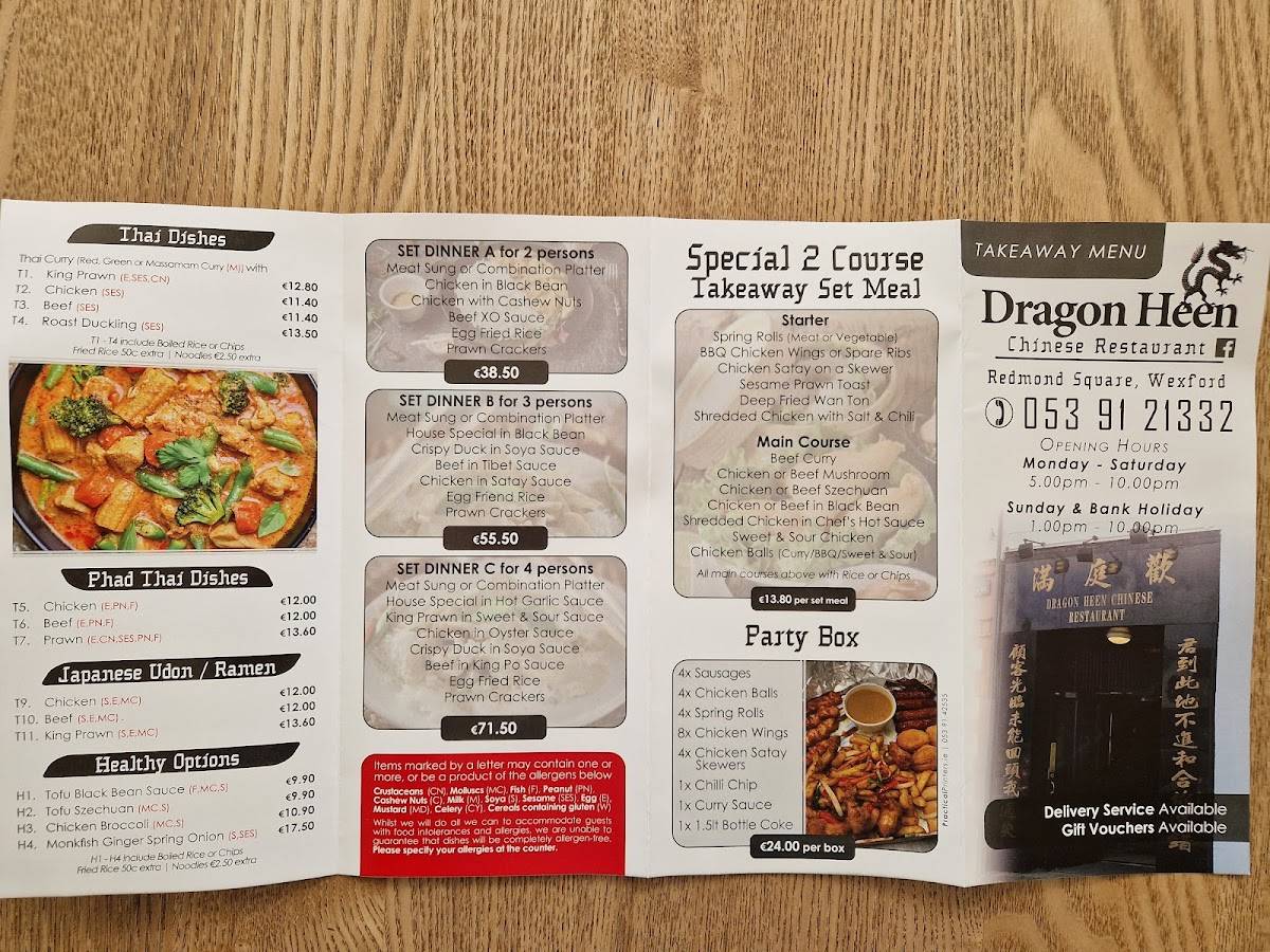 Menu at Dragon Heen Chinese Restaurant, Wexford