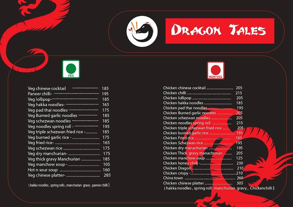 Menu at Dragon Tales, Pune