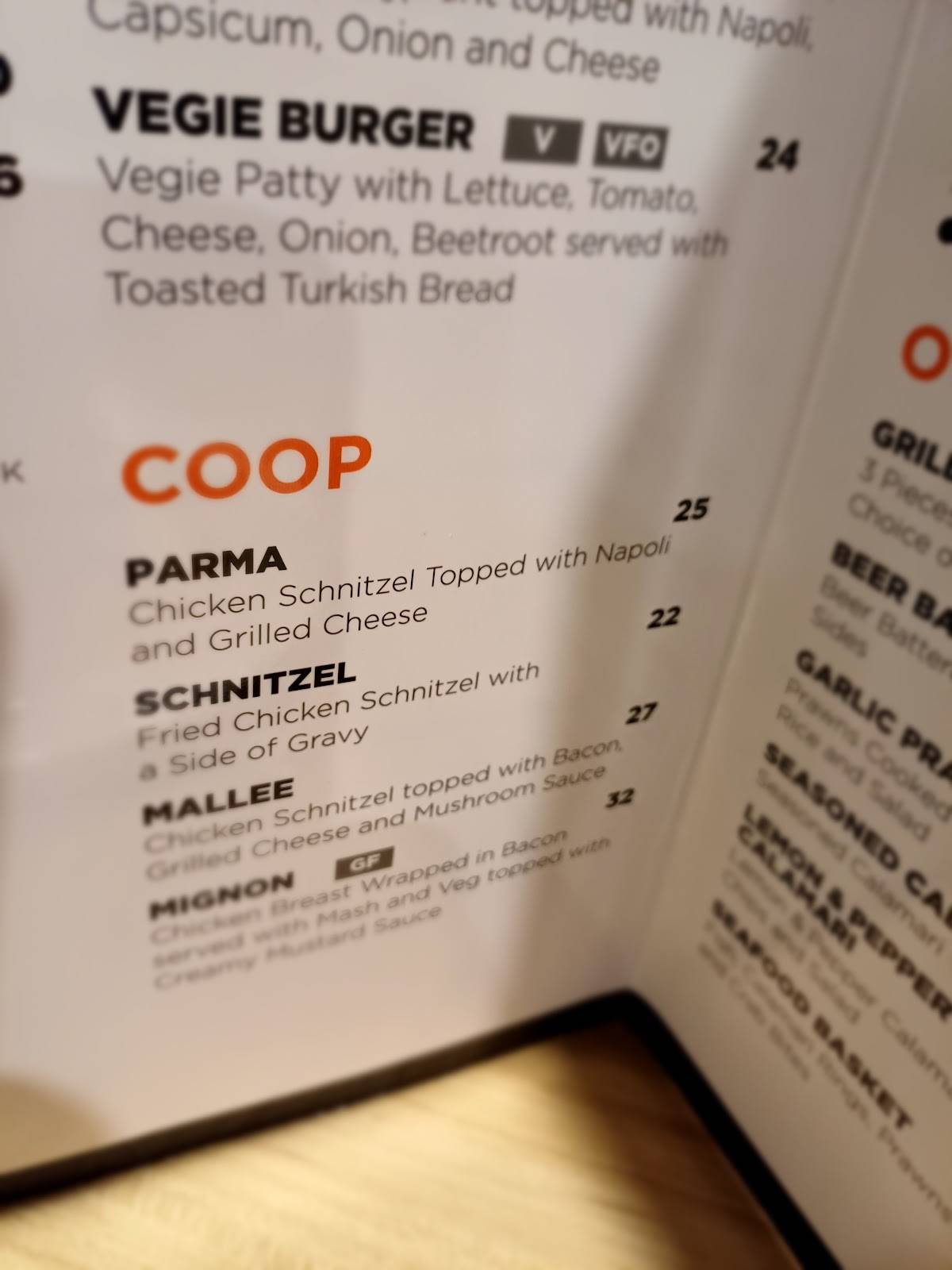 Menu at Drovers Arms Hotel restaurant, Goornong
