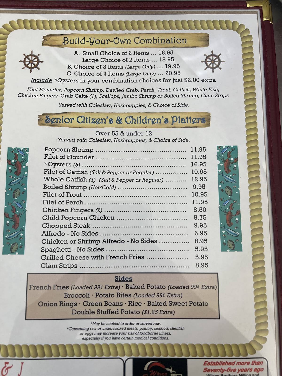 Menu at Dry Dock Seafood Restaurant, Siler City