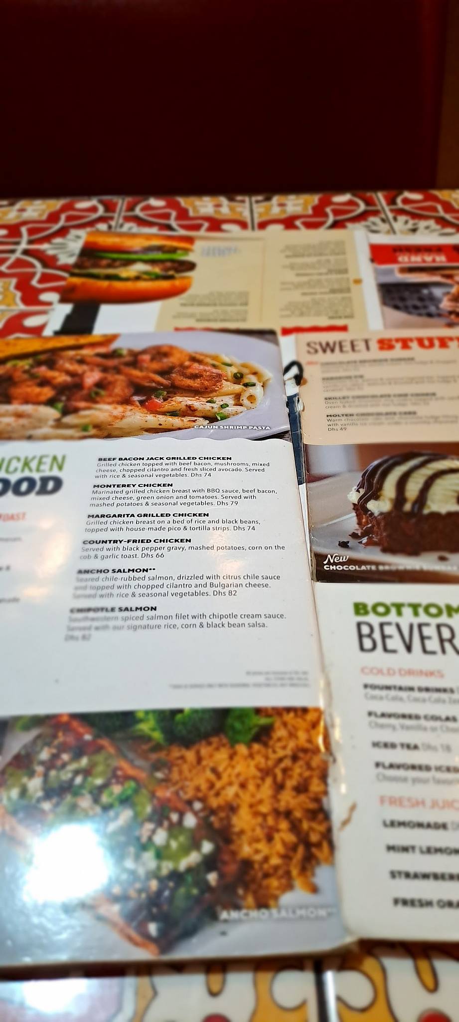 Menu at Chili's restaurant, Dubai, The Walk