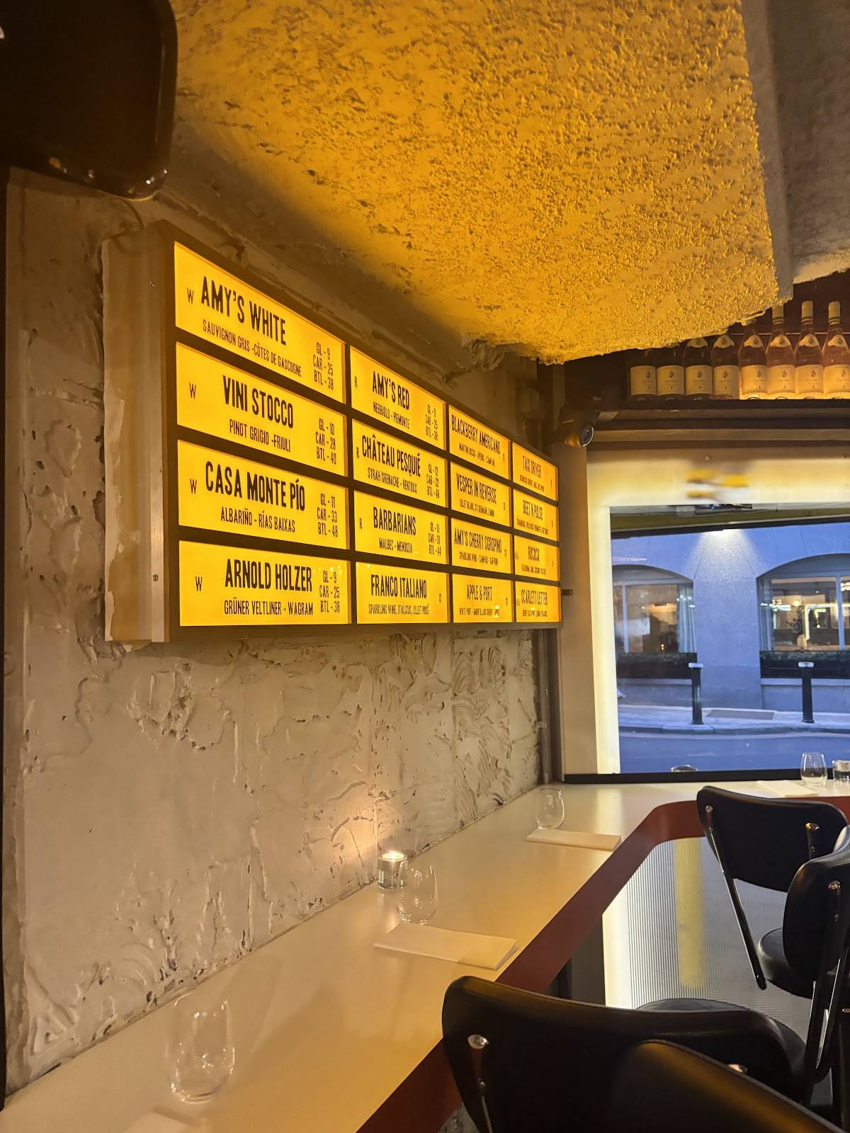 Menu at Amy Austin restaurant, Dublin