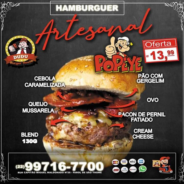 Menu em Dudu Burguer restaurante, Farol de São Thomé