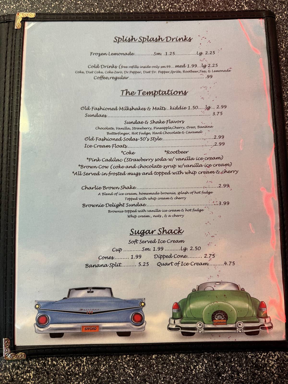 Menu at Duffy's Diner restaurant, New Iberia