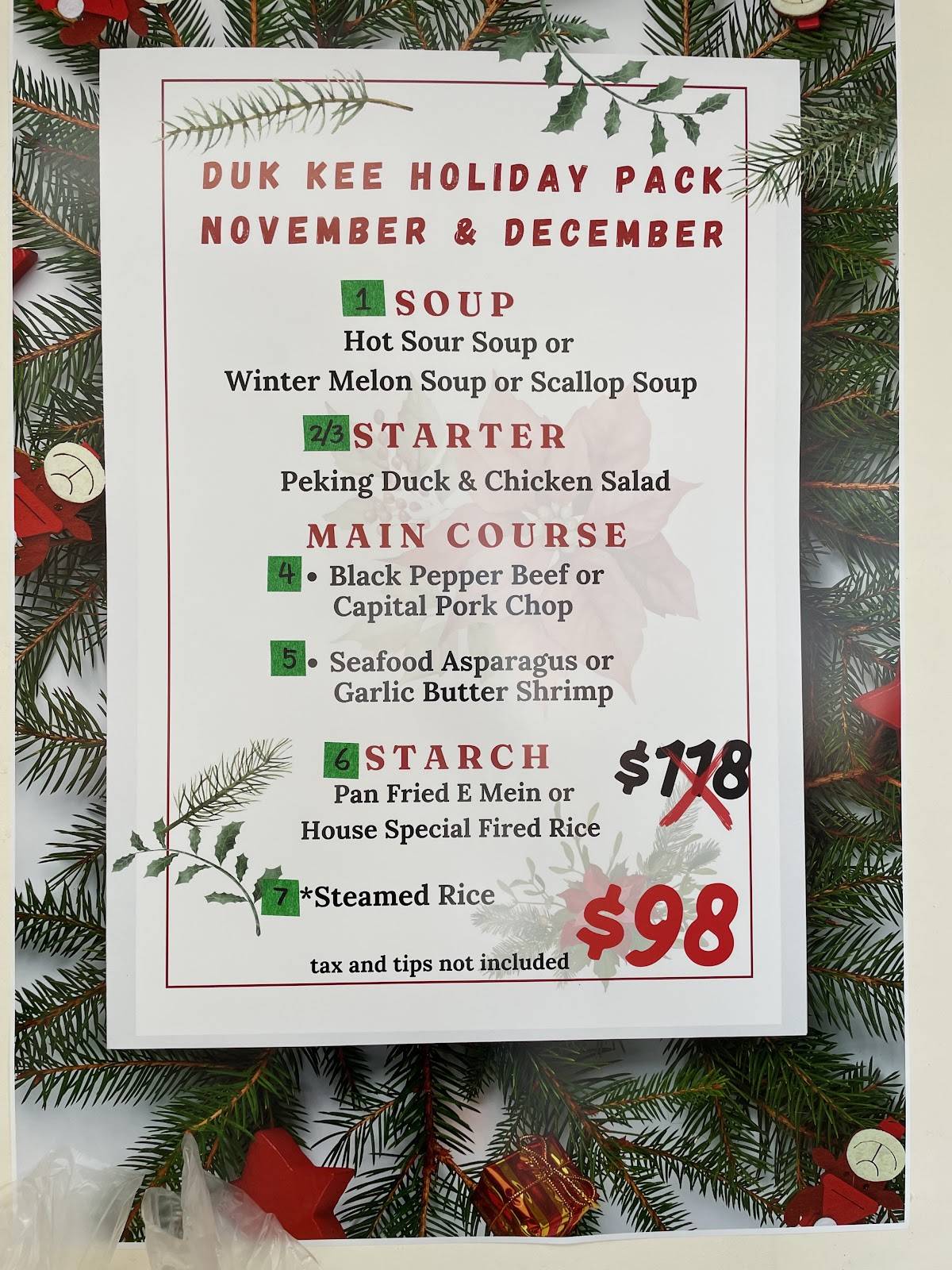 Menu at Duk Kee Chinese Restaurant Inc, Honolulu