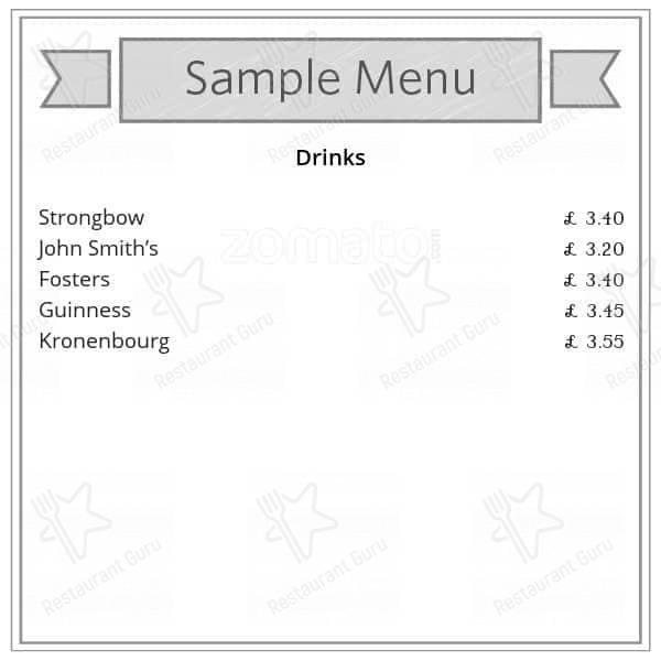 Menu at Dukes Head pub & bar, London, 53 Crayford High St
