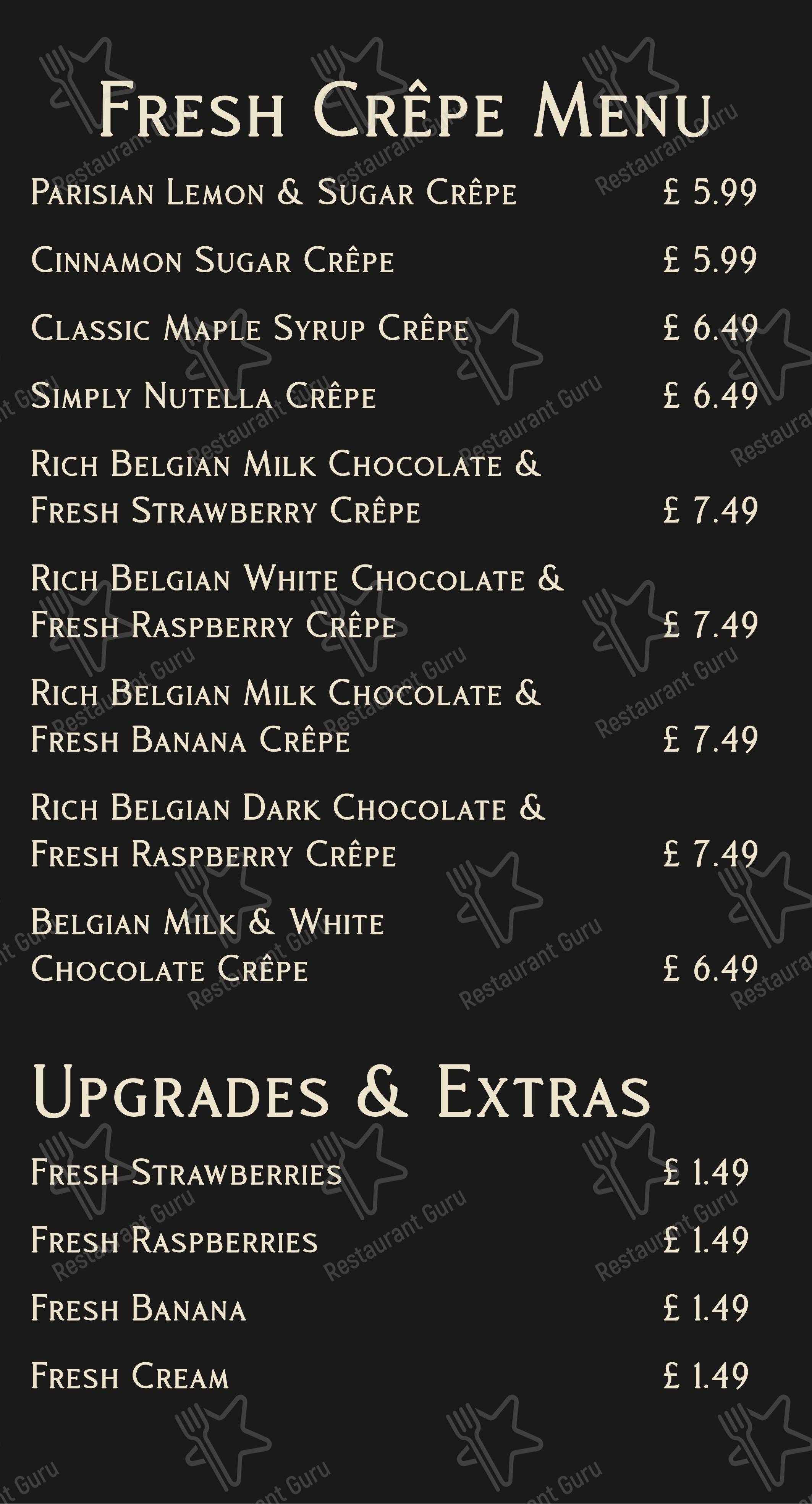 Menu at Dunkertons Park restaurant, Cheltenham
