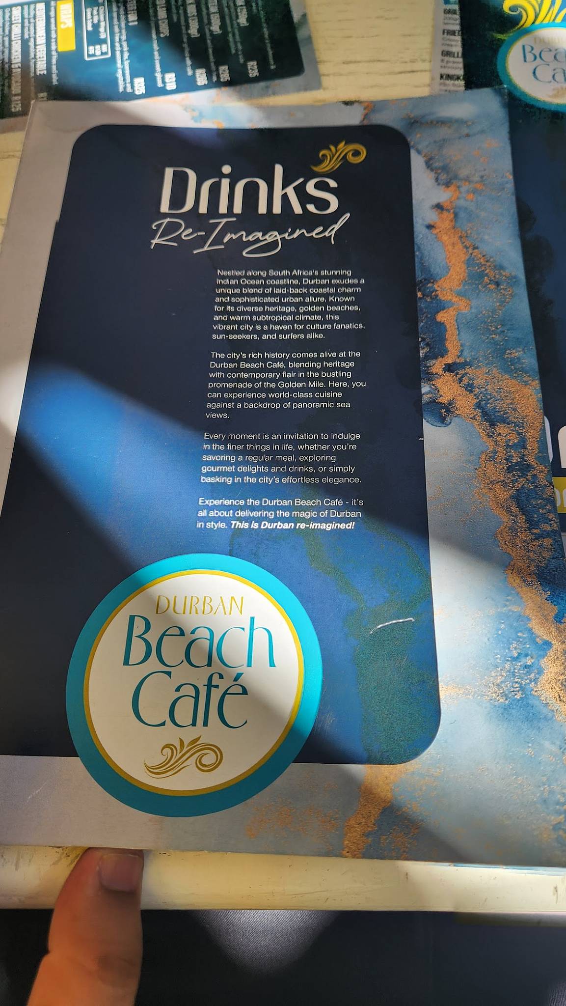 Menu at Durban Beach Cafe, Durban, 1 Snell Parade