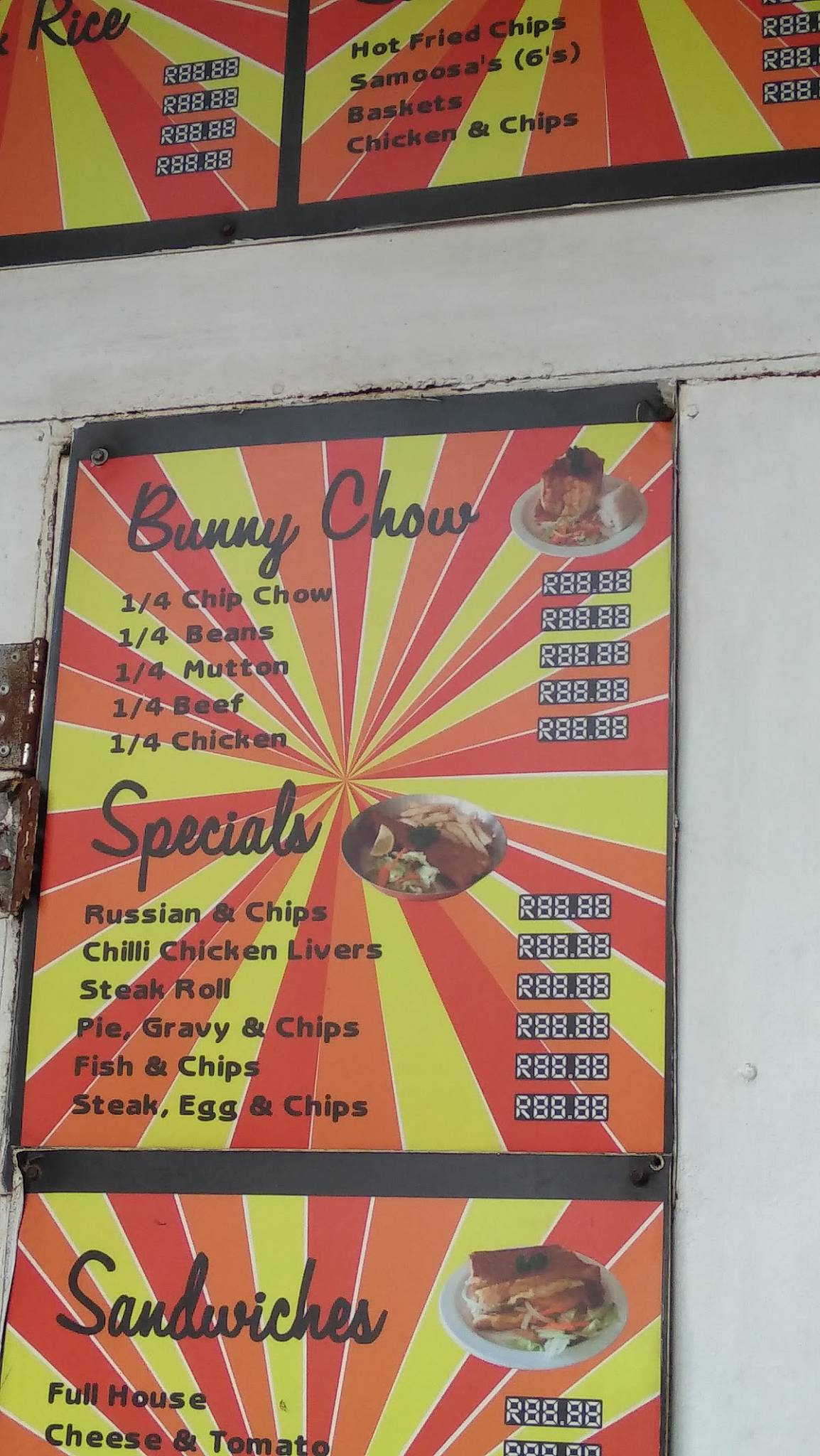 Menu at Happy Chappy pub & bar, Durban, Mangrove Beach Center