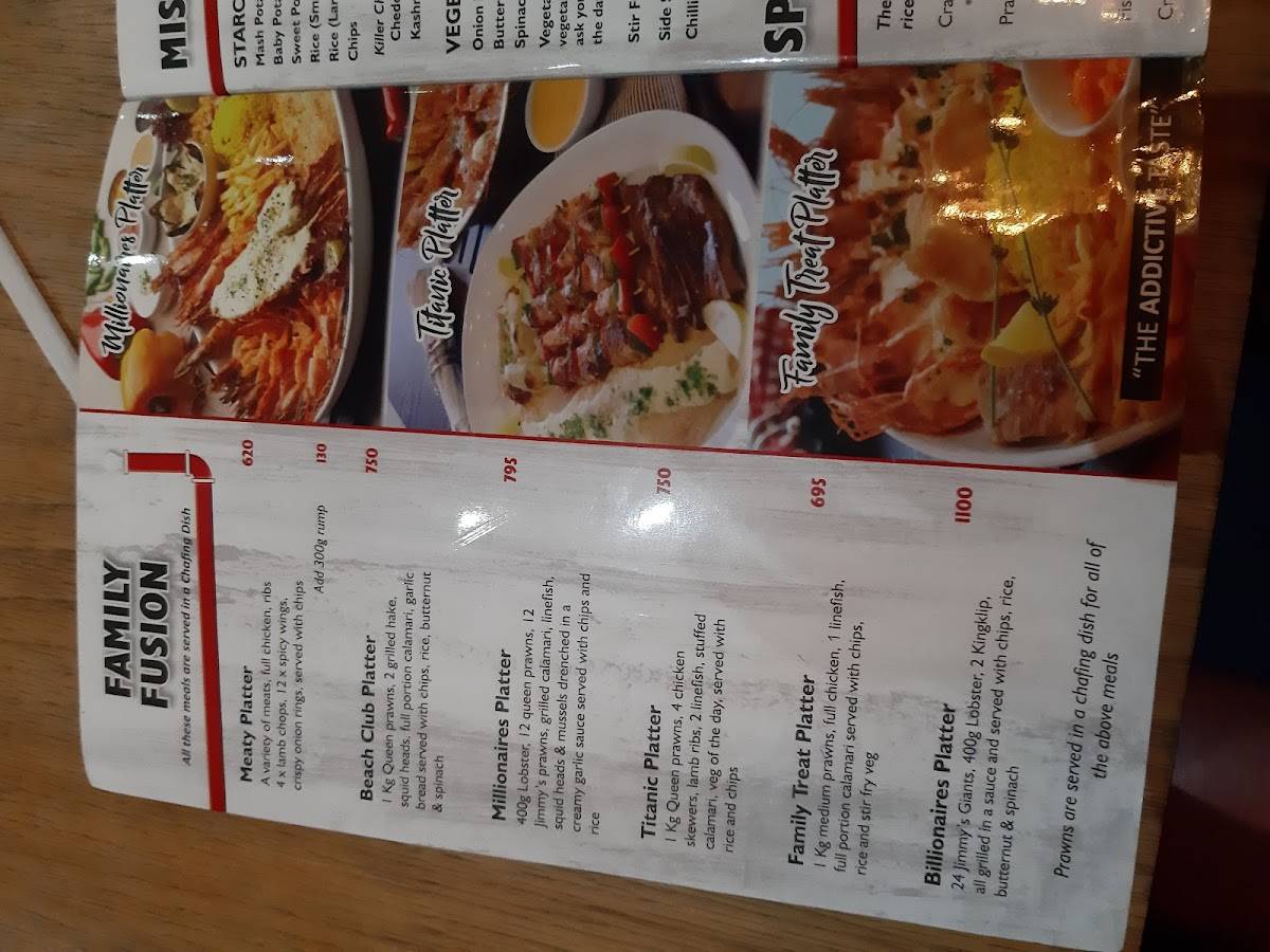 Menu at Jimmy's Killer Prawns Gateway restaurant, Umhlanga, Shop G340 ...