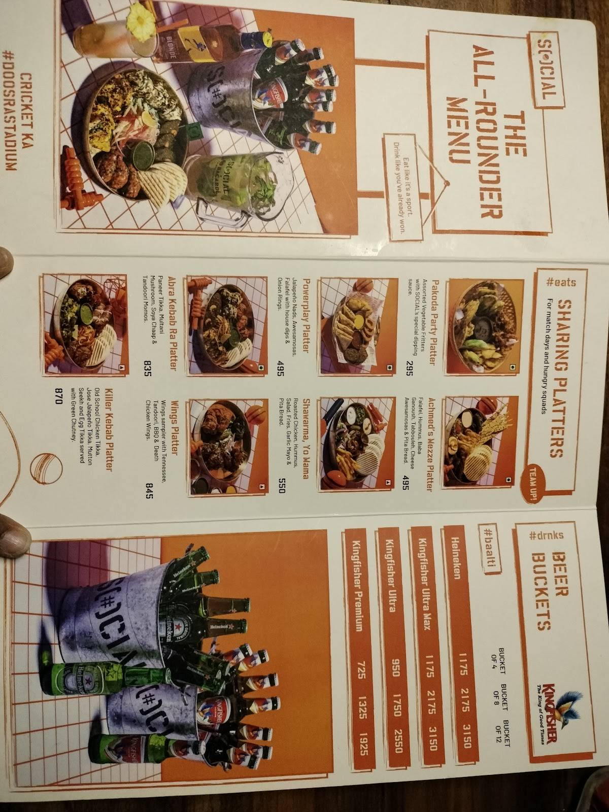 Menu at Dwarka Social, New Delhi
