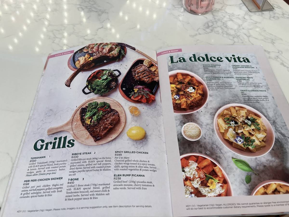 Menu at EL&N London - Mall of Africa cafe, Midrand