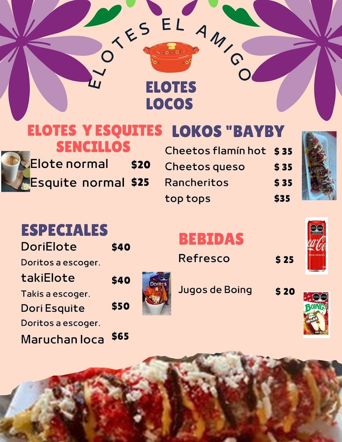 Menu at ELOTES Y ESQUITES EL AMIGO restaurant, Pachuca