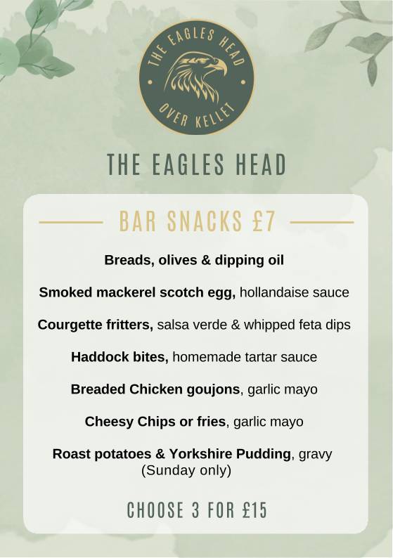 Menu at Eagles Head pub & bar, Over Kellet