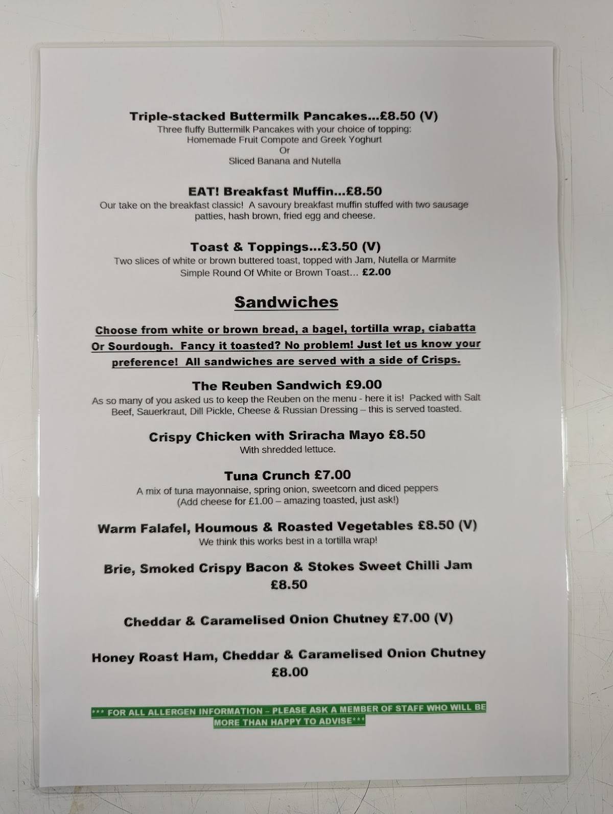 Carta del restaurante Eat Ltd Letchworth, Letchworth