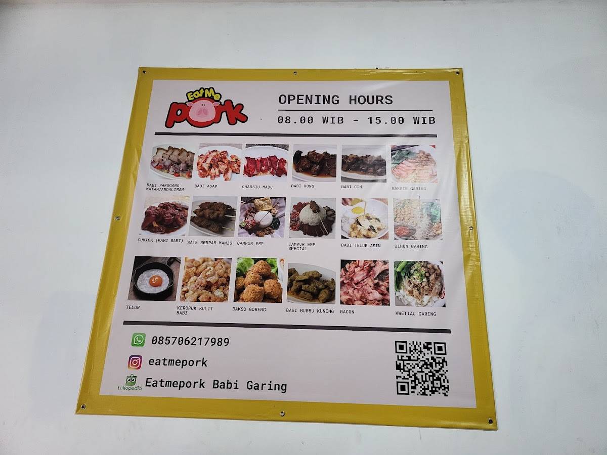 Menu at Eat me pork restaurant, Babakan Madang